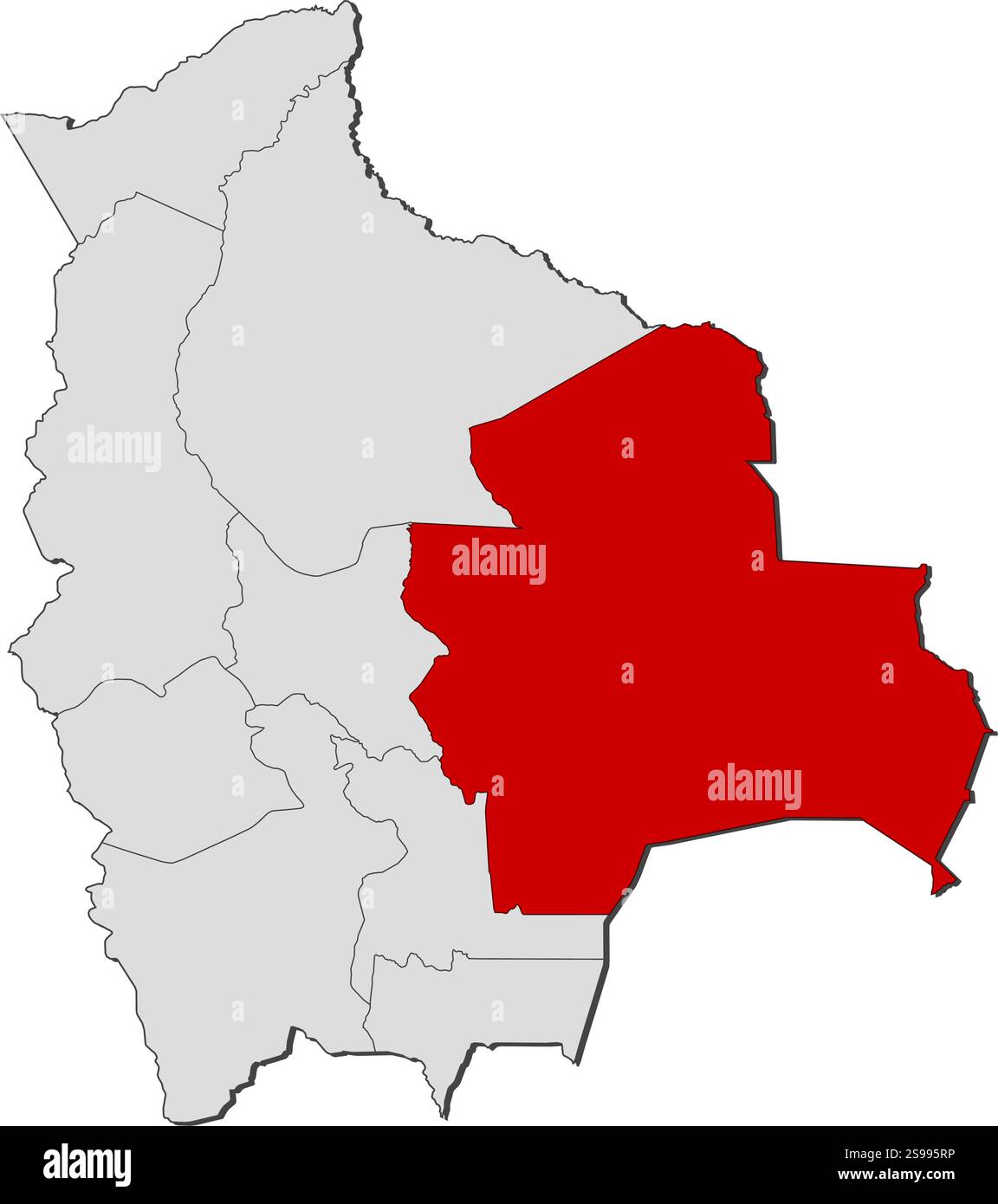 Map of Bolivia with the provinces, Santa Cruz is highlighted Stock ...