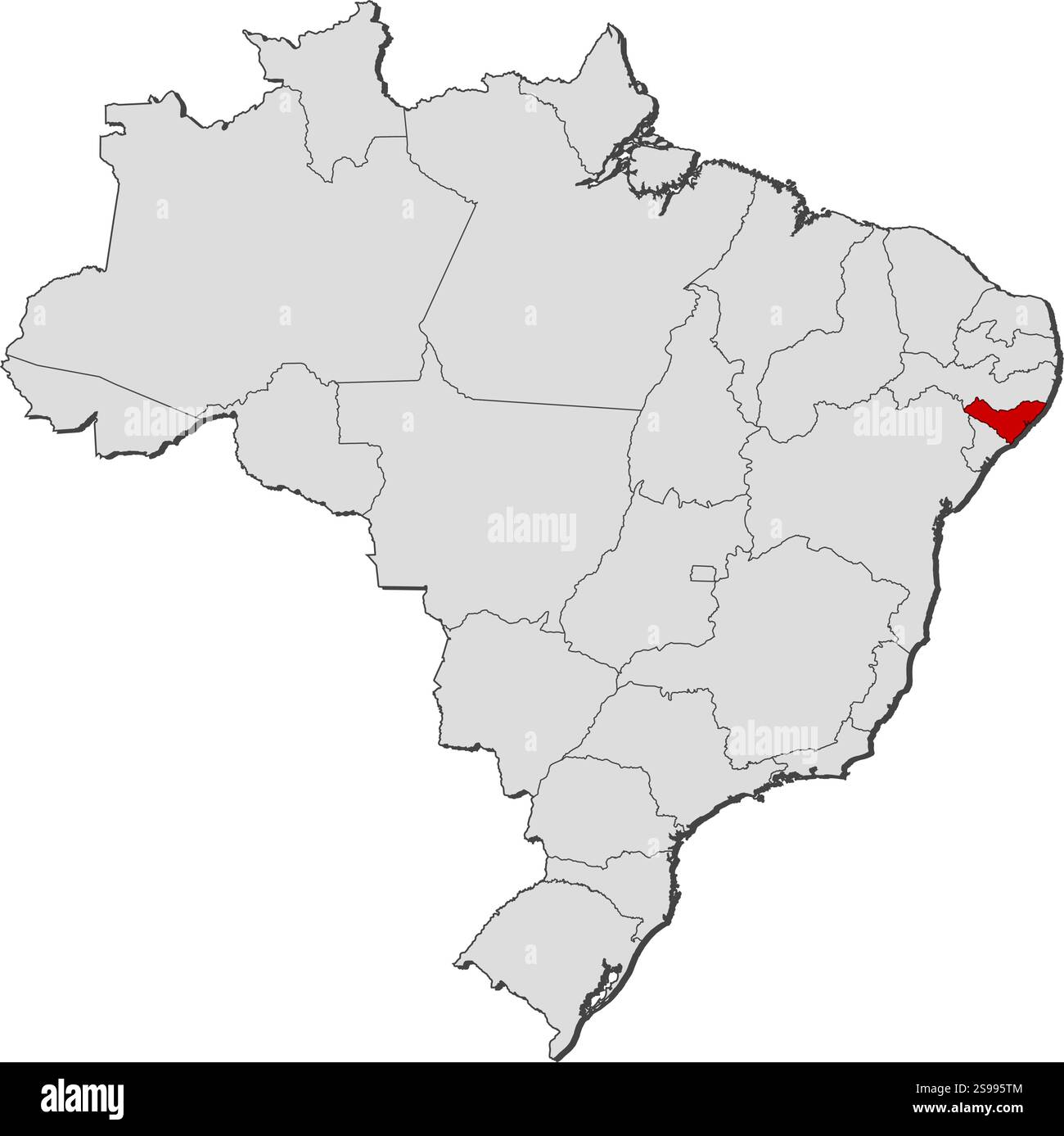 Map of Brazil with the provinces, Alagoas is highlighted Stock Vector ...