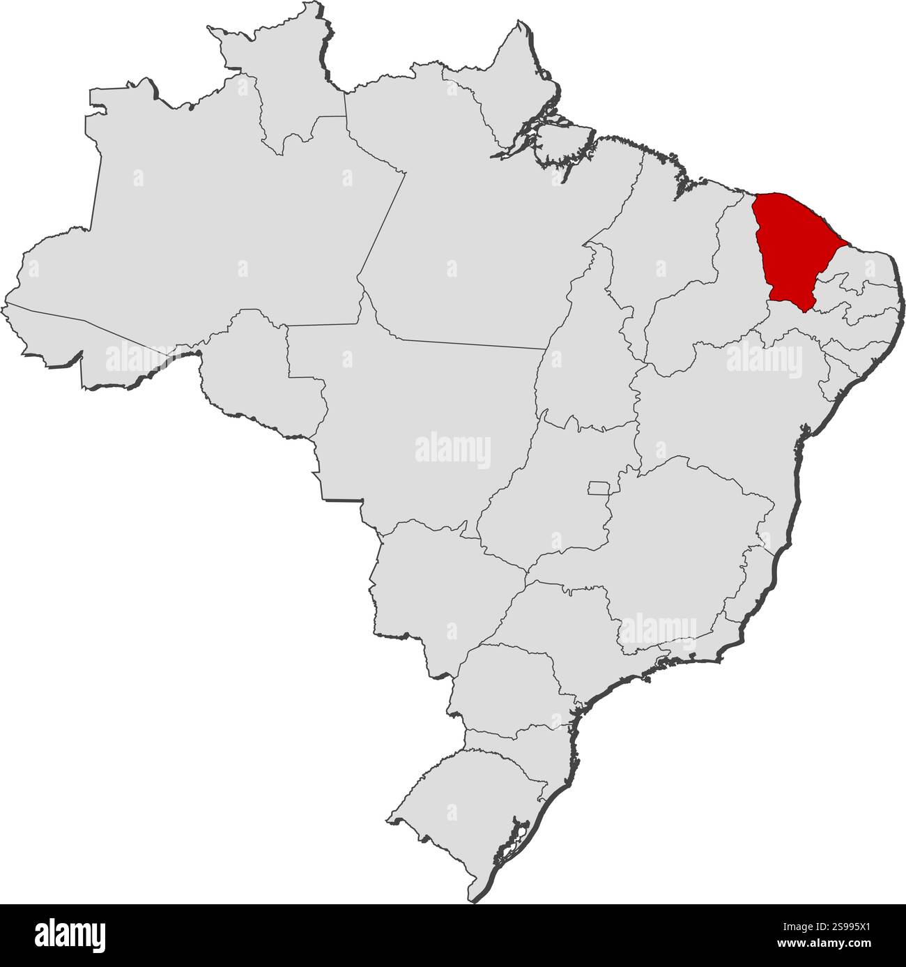 Map of Brazil with the provinces, Ceará is highlighted Stock Vector ...