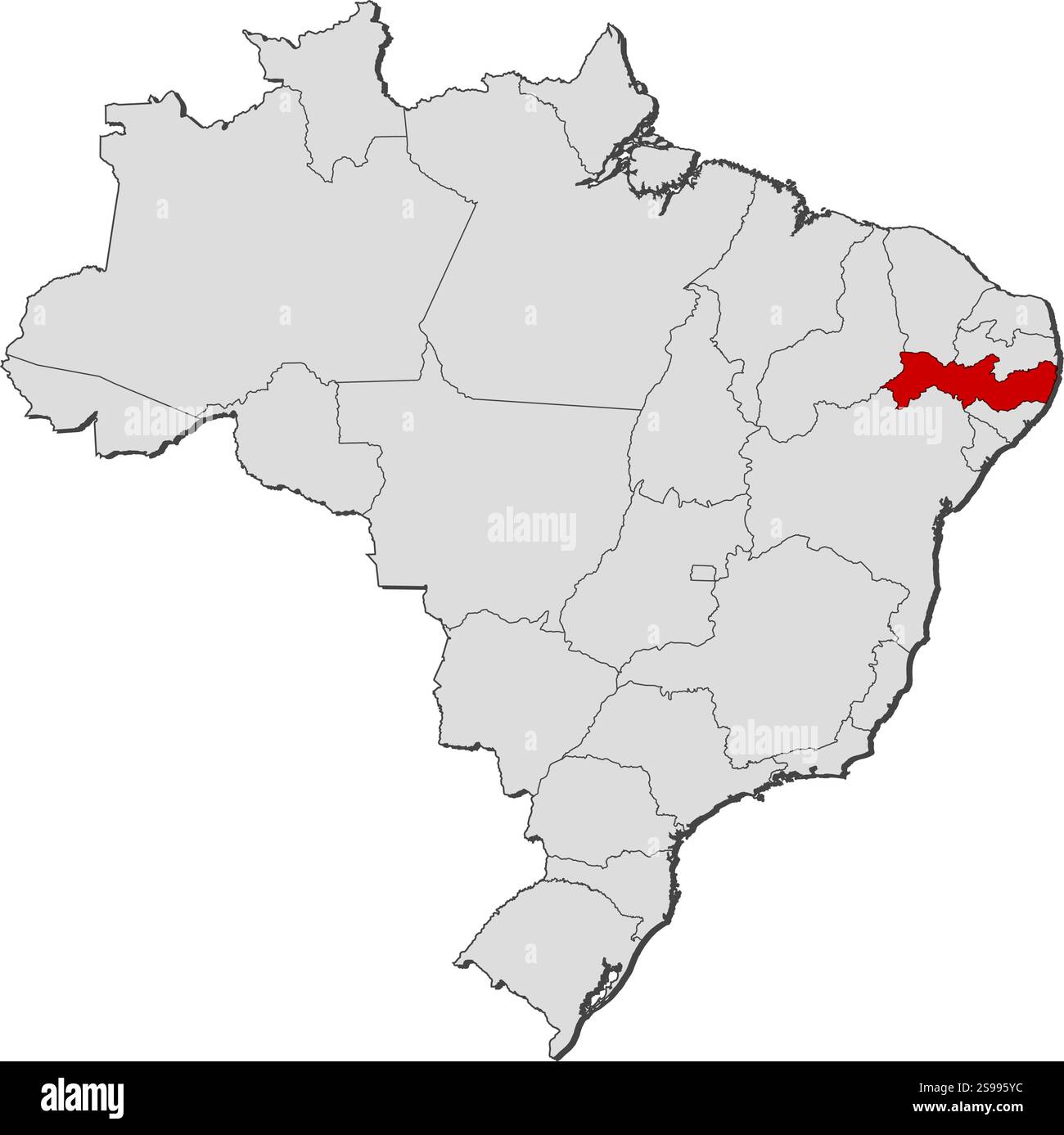 Map of Brazil with the provinces, Pernambuco is highlighted Stock ...
