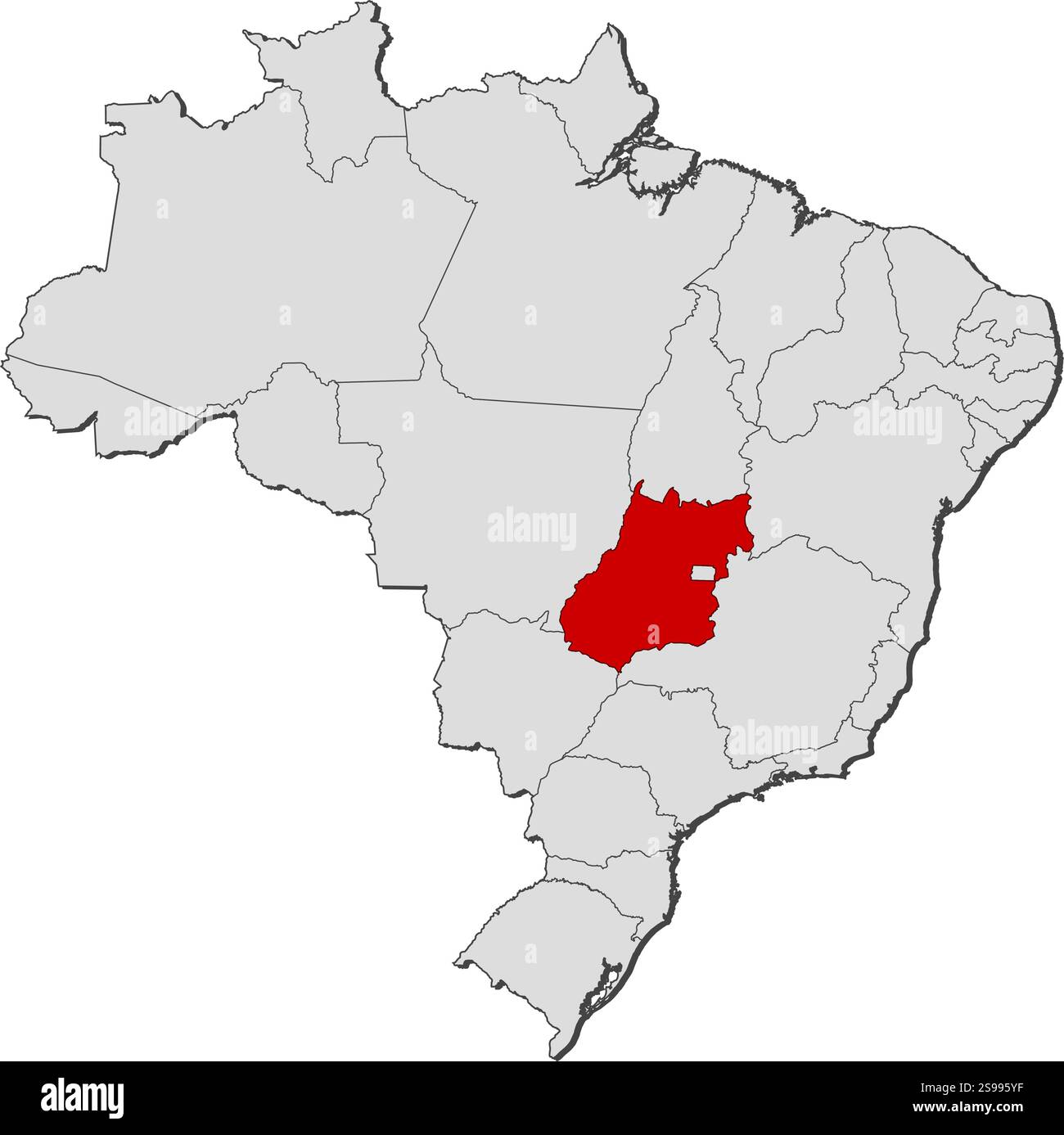 Map of Brazil with the provinces, Goiás is highlighted Stock Vector ...