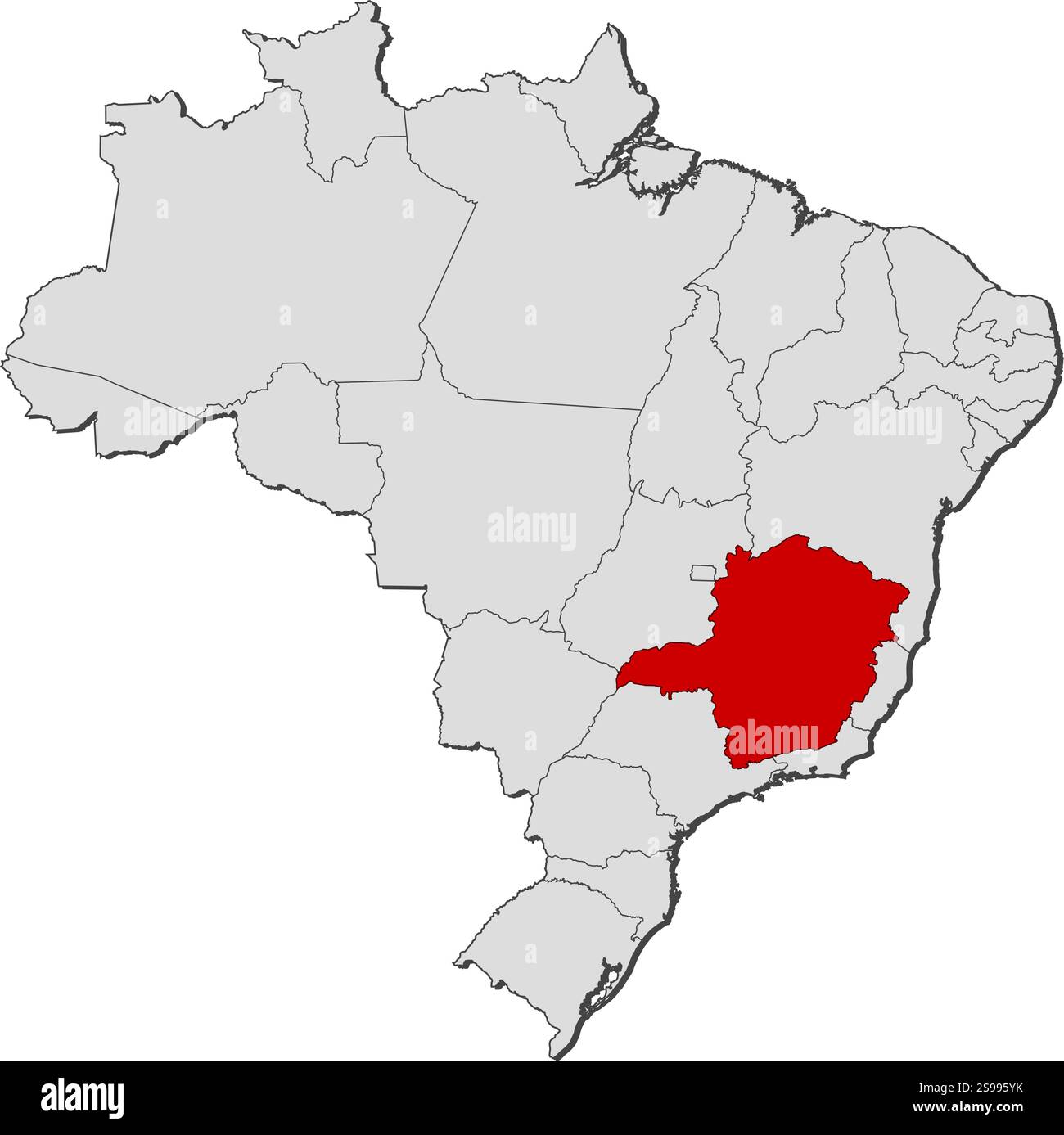 Map of Brazil with the provinces, Minas Gerais is highlighted Stock ...
