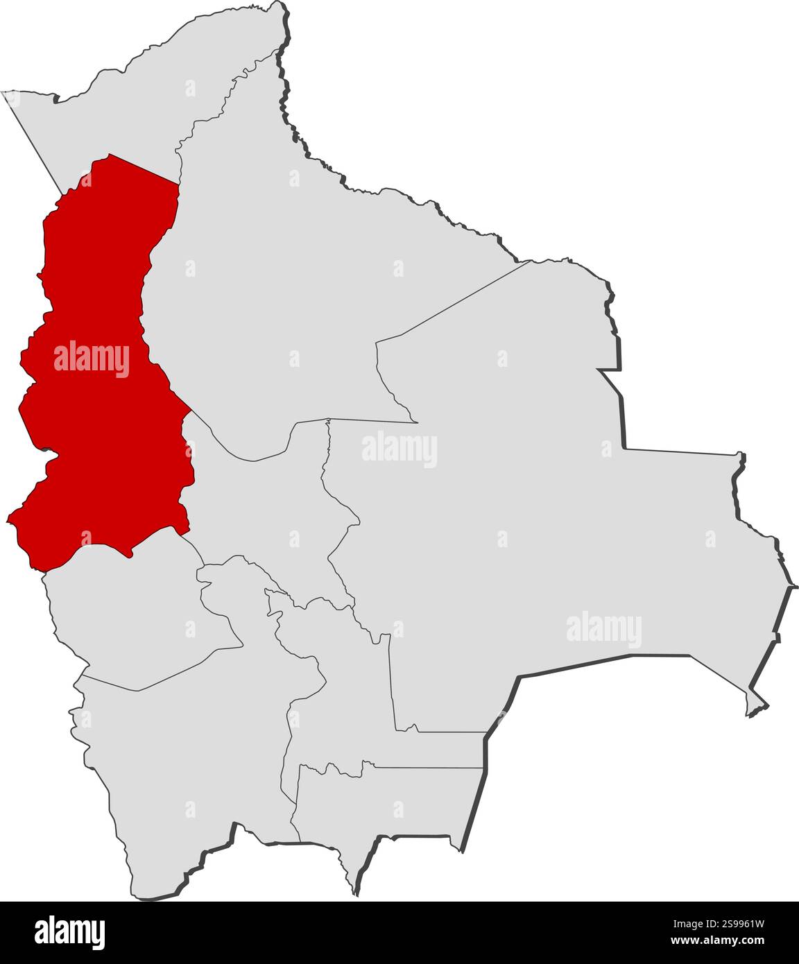 Map of Bolivia with the provinces, La Paz is highlighted Stock Vector ...