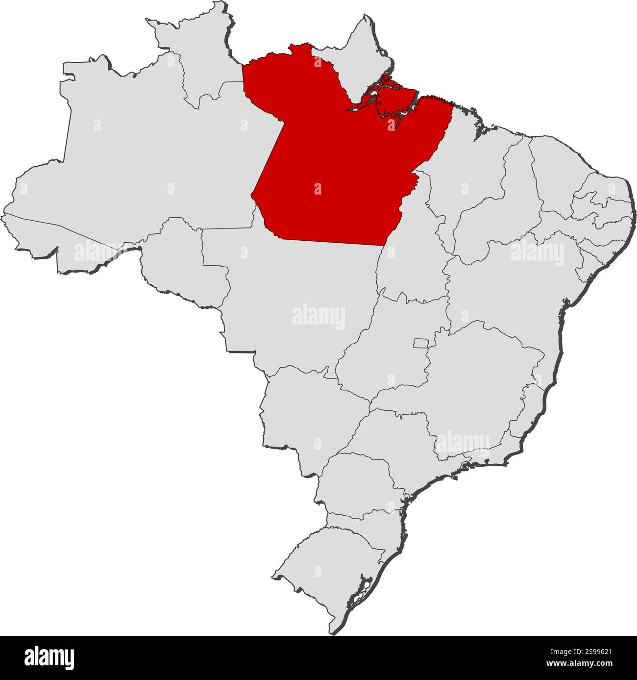 Map of Brazil with the provinces, Pará is highlighted Stock Vector ...
