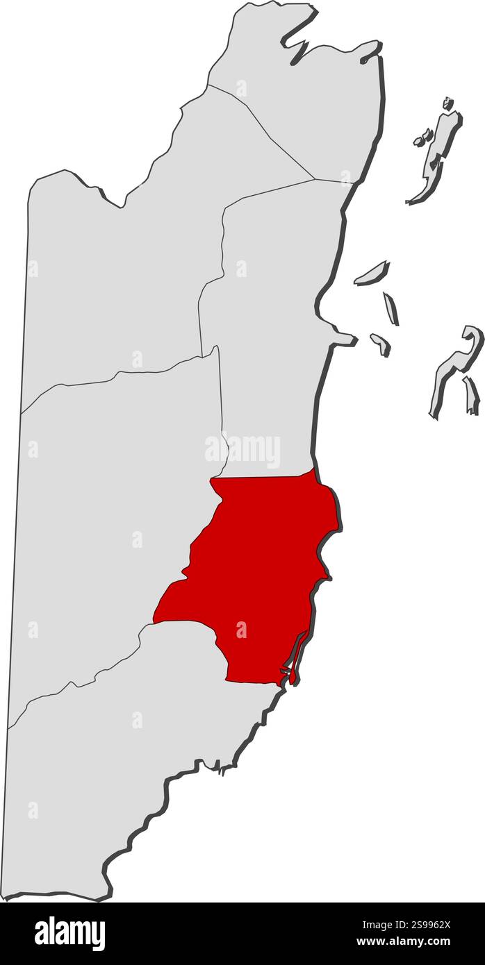 Map of Belize with the provinces, Stann Creek is highlighted Stock Vector Image & Art - Alamy