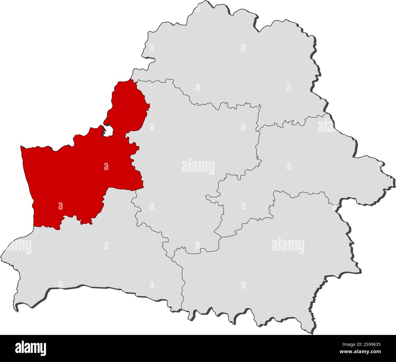 Map of Belarus with the provinces, Grodno is highlighted Stock Vector ...