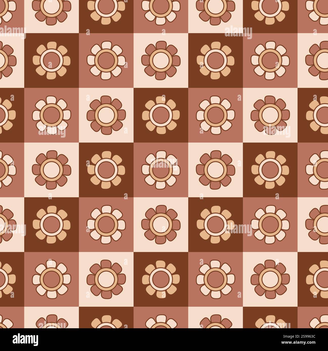 Floral mocha mousse background. Geometric brown seamless pattern with ...