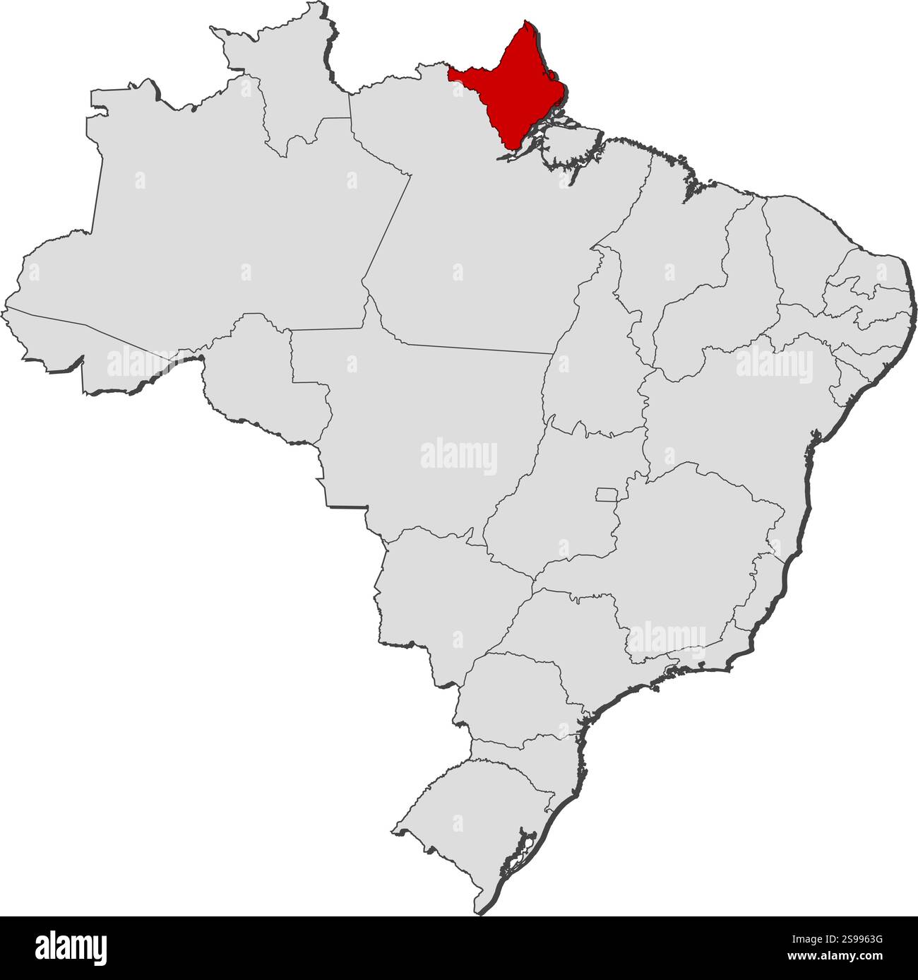 Map of Brazil with the provinces, Amapá is highlighted Stock Vector ...