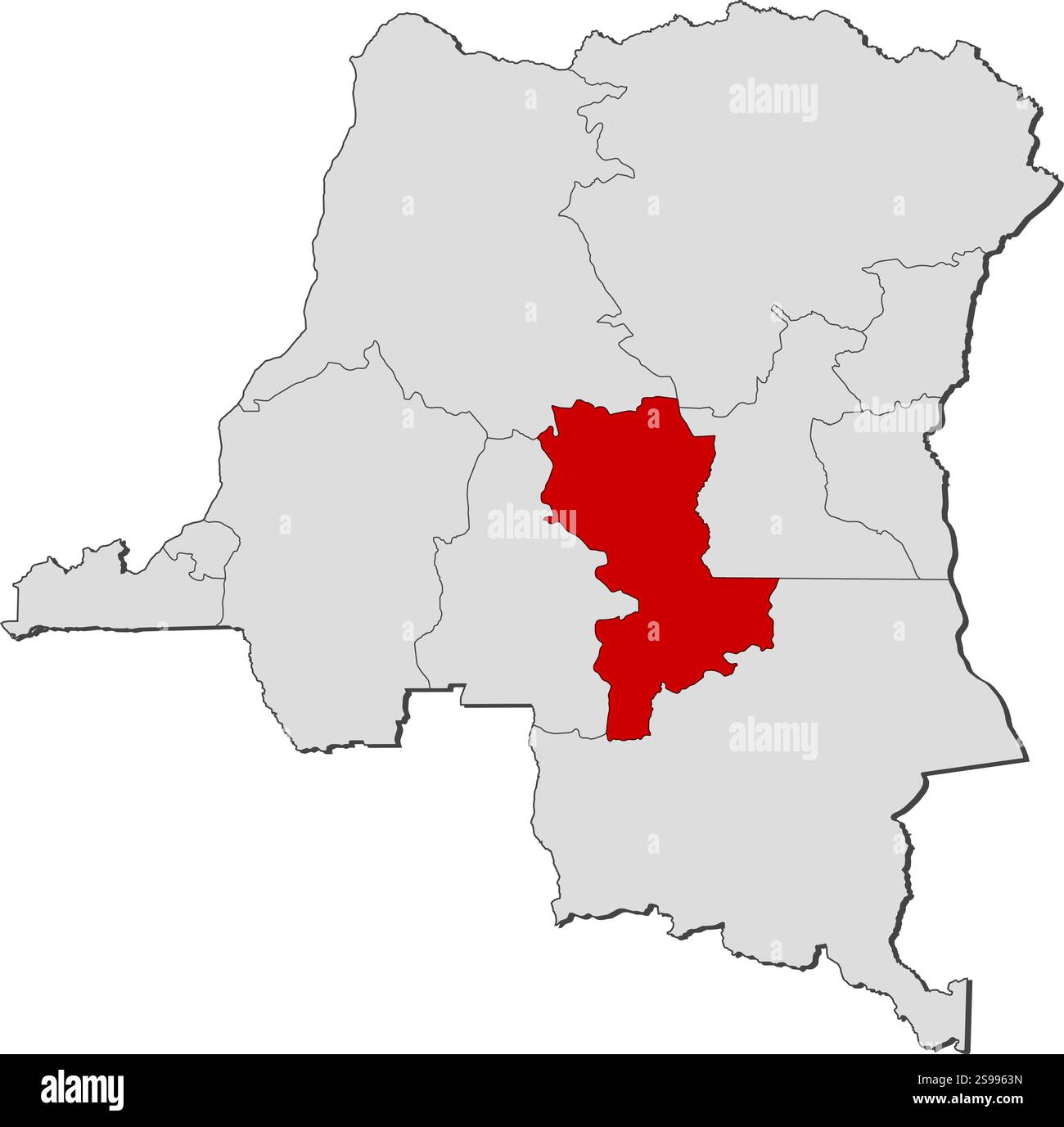 Map of Democratic Republic of the Congo with the provinces, Kasai ...