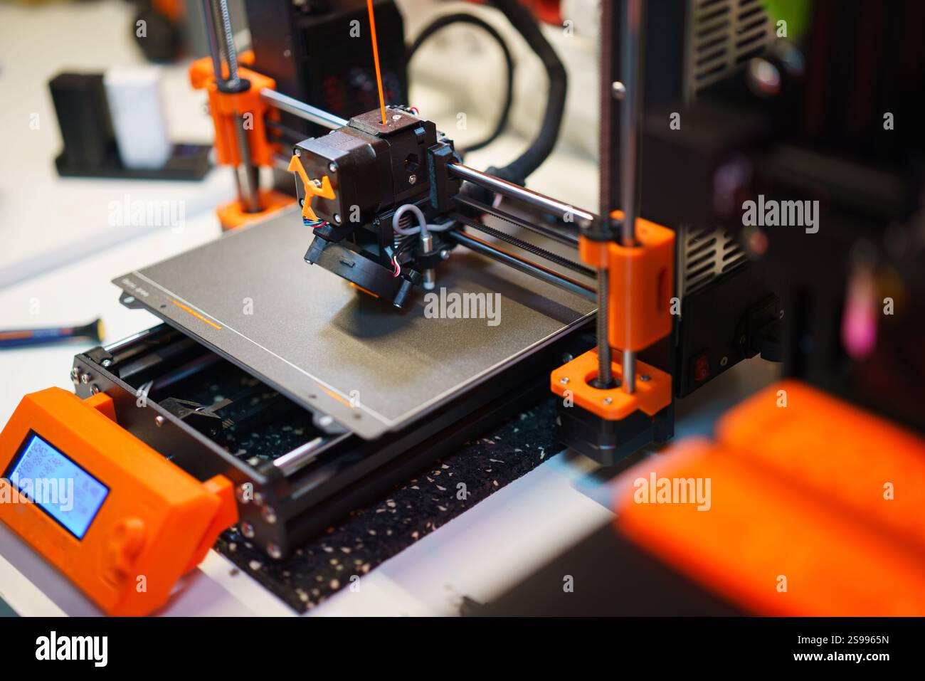 3d Printer Prototype Object Machine Display Orange Elements Creating