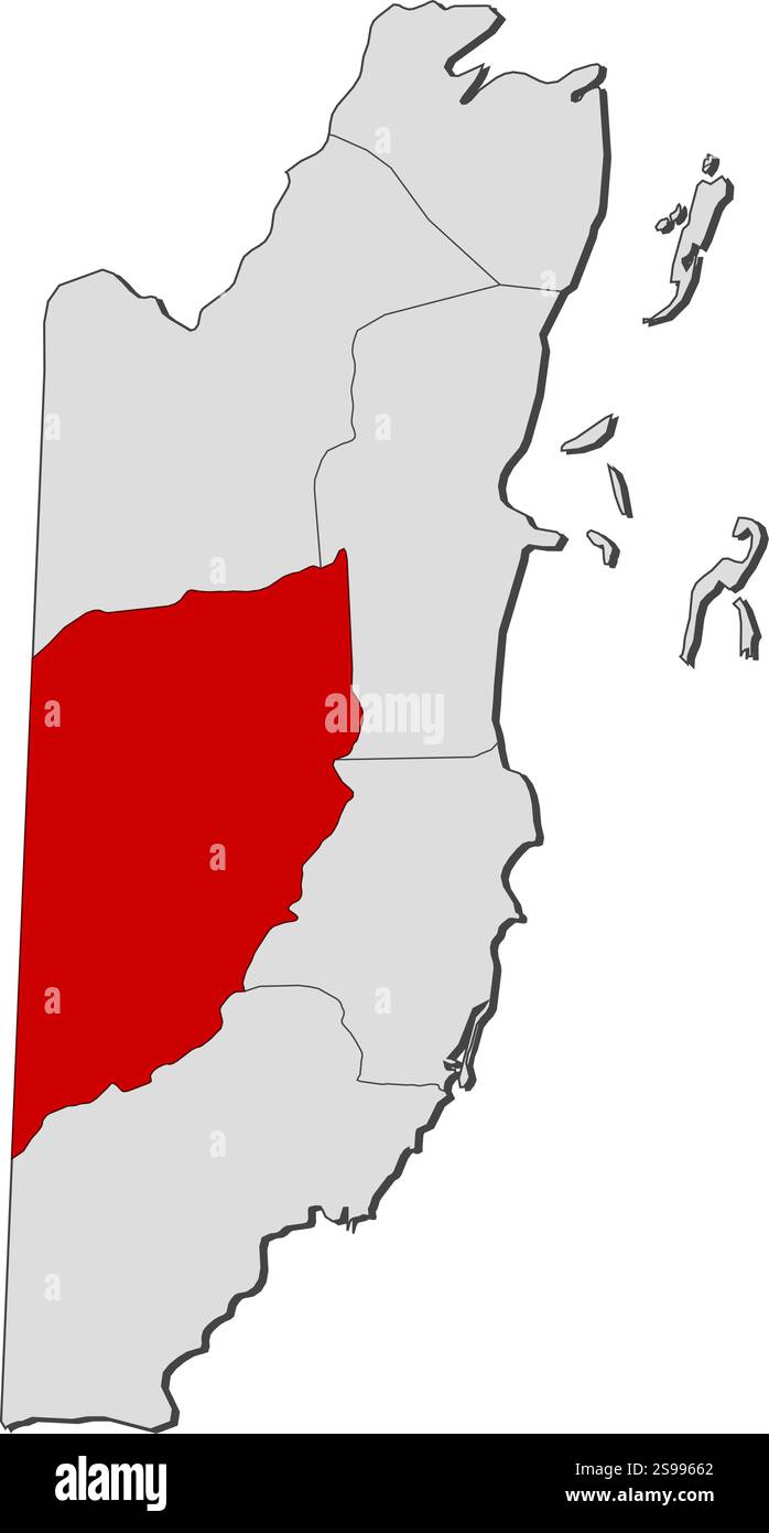 Map of Belize with the provinces, Cayo is highlighted Stock Vector Image & Art - Alamy