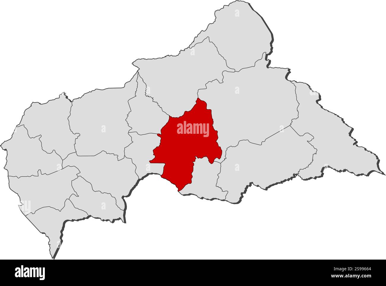 Map of Central African Republic with the provinces, Ouaka is ...