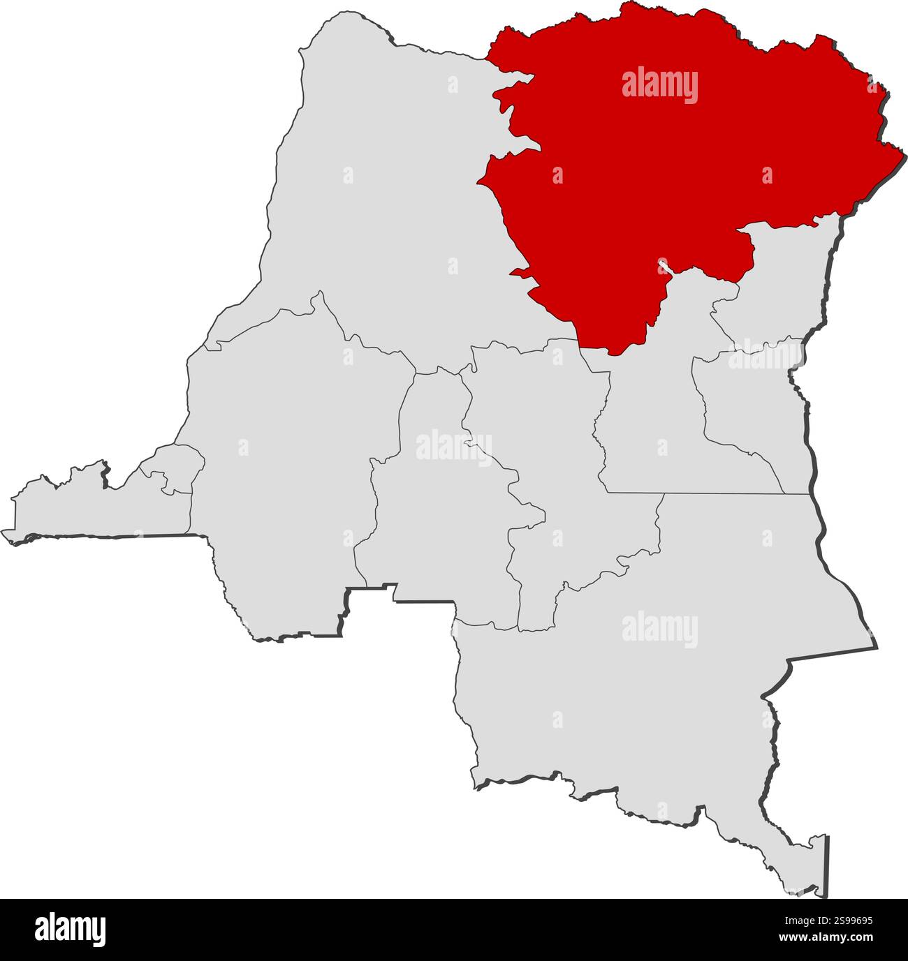 Map of Democratic Republic of the Congo with the provinces, Orientale ...