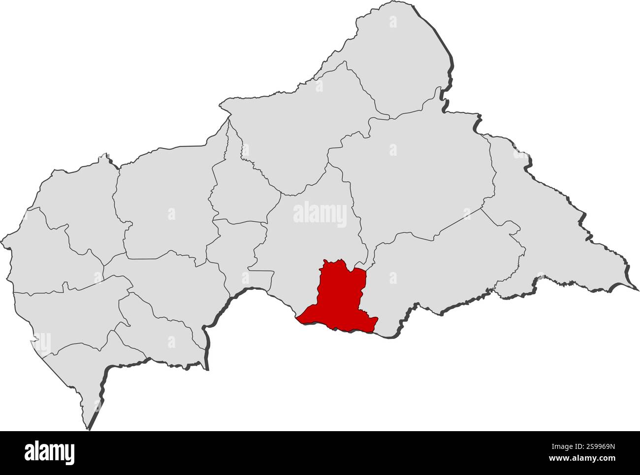 Map of Central African Republic with the provinces, Basse-Kotto is ...