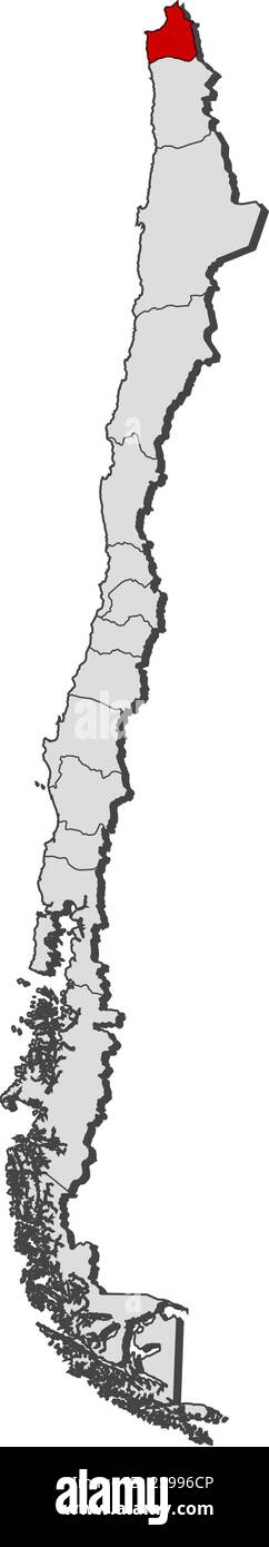 Map of Chile with the provinces, Arica and Parinacota Region is ...