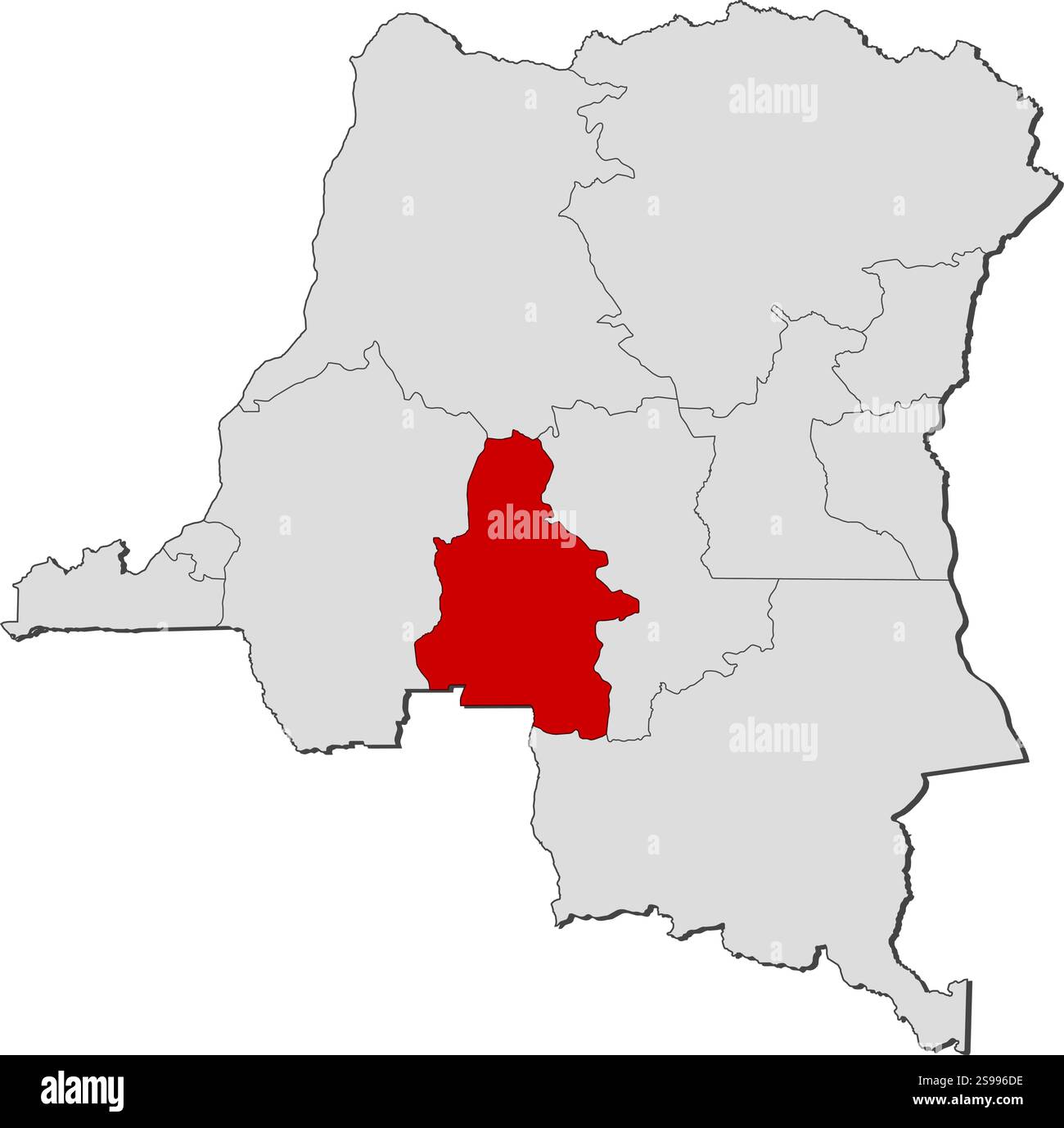 Map of Democratic Republic of the Congo with the provinces, Kasai ...