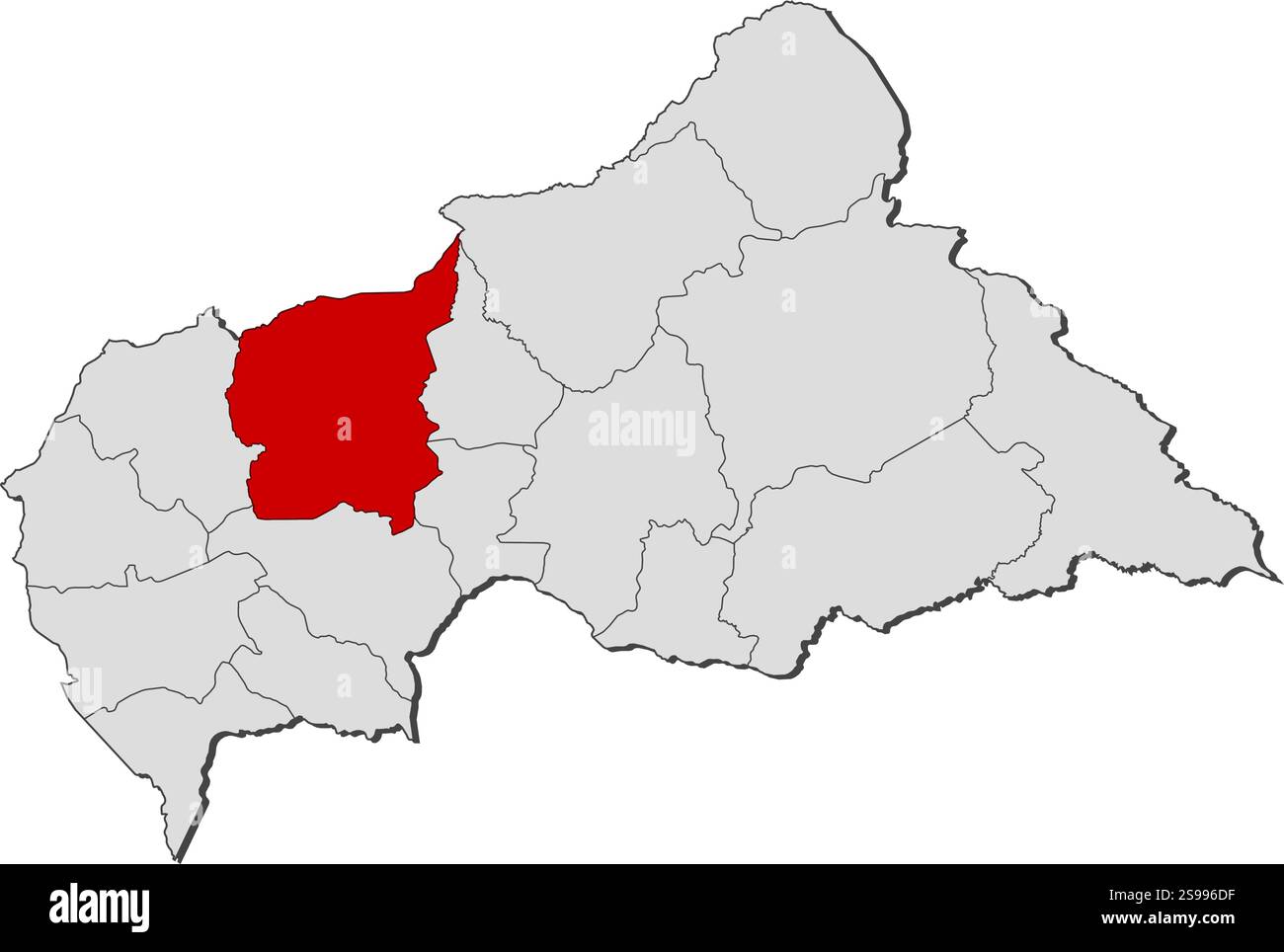 Map of Central African Republic with the provinces, Ouham is ...