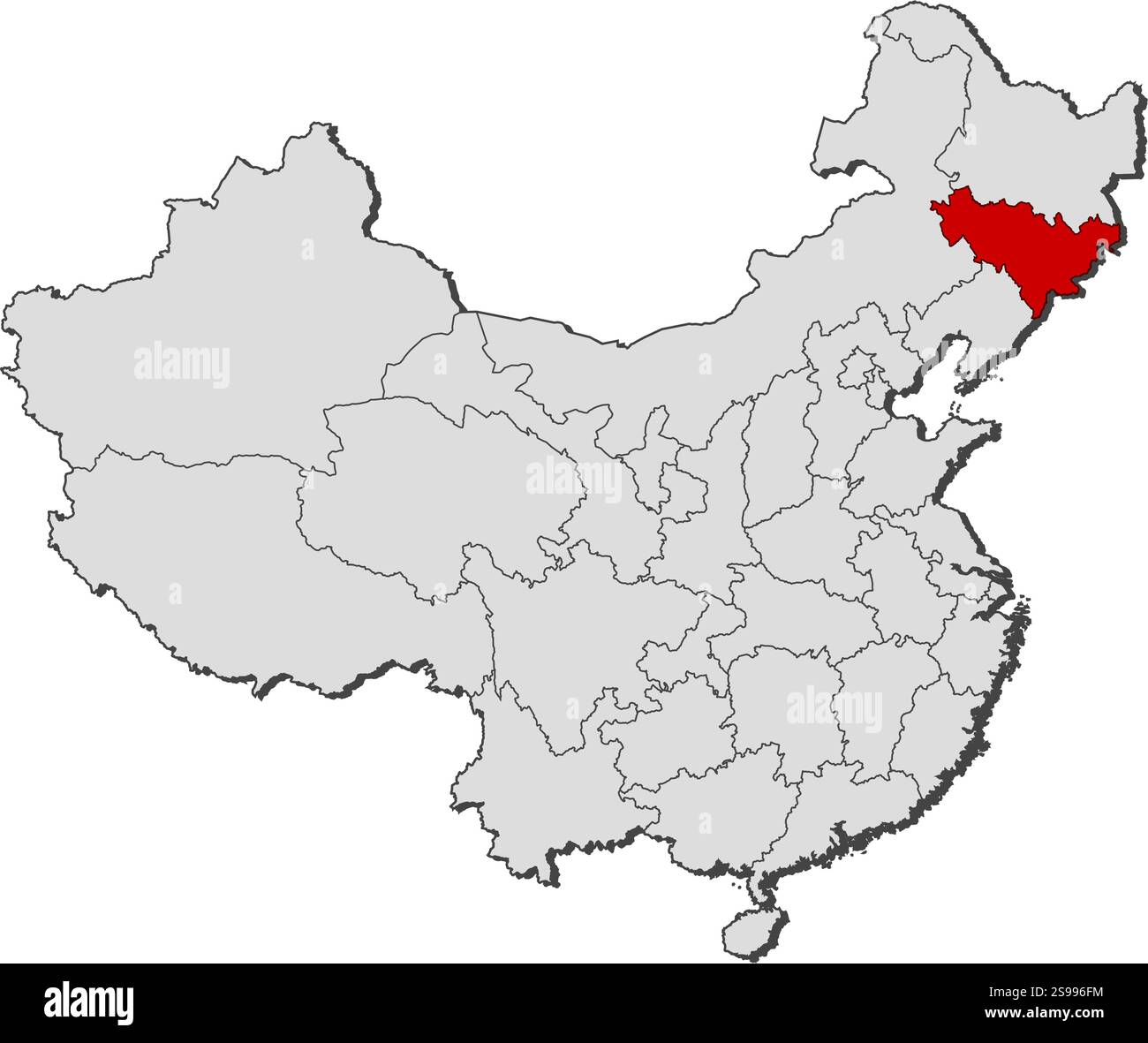 Map of China with the provinces, Jilin is highlighted Stock Vector ...