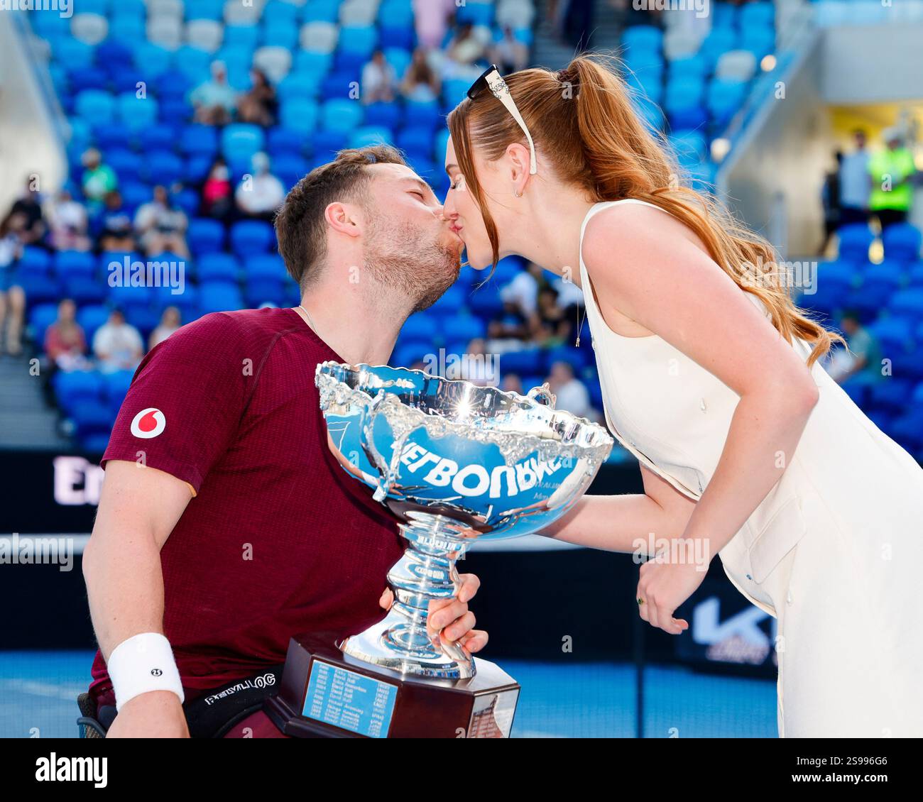 Melbourne, Australia, 25 Jan 2025. Alfie Hewett (GBR); Lily Cunningham ...