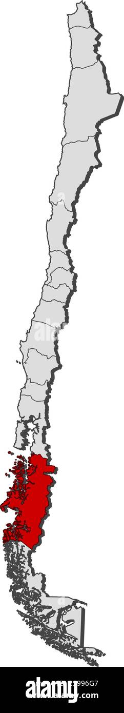 Map of Chile with the provinces, Aisén is highlighted Stock Vector ...