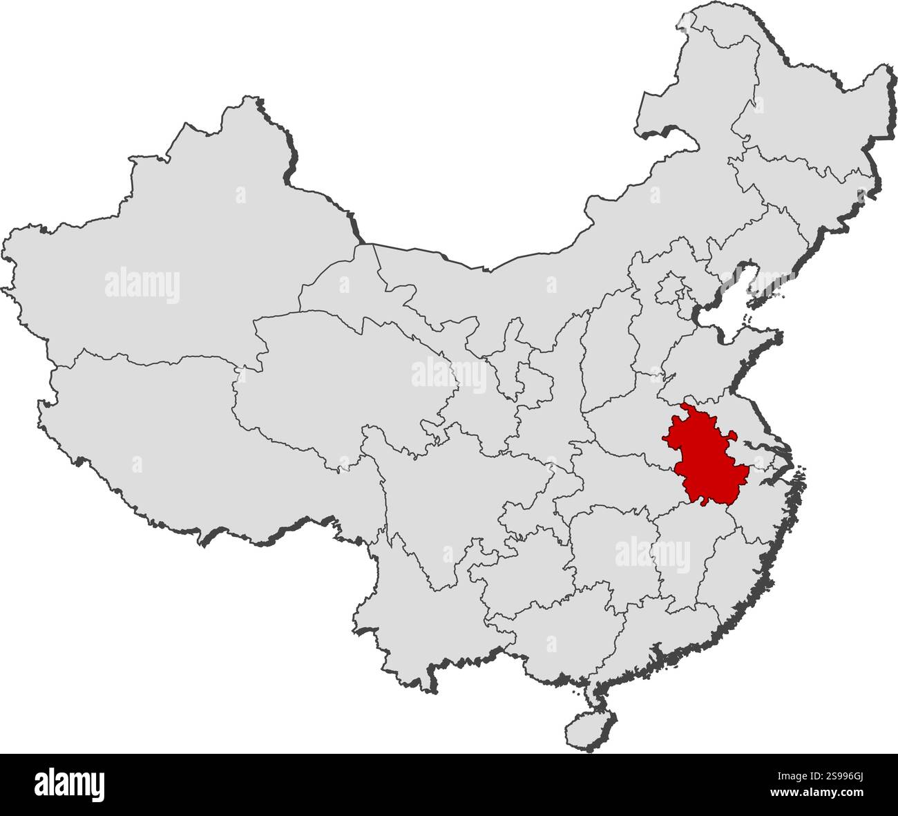 Map of China with the provinces, Anhui is highlighted Stock Vector ...
