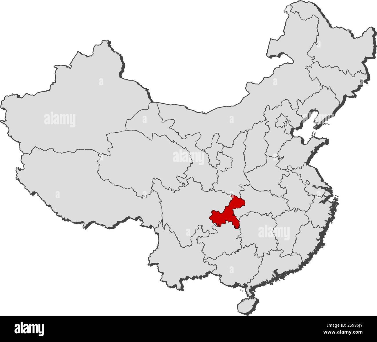 Map of China with the provinces, Chongqing is highlighted Stock Vector ...