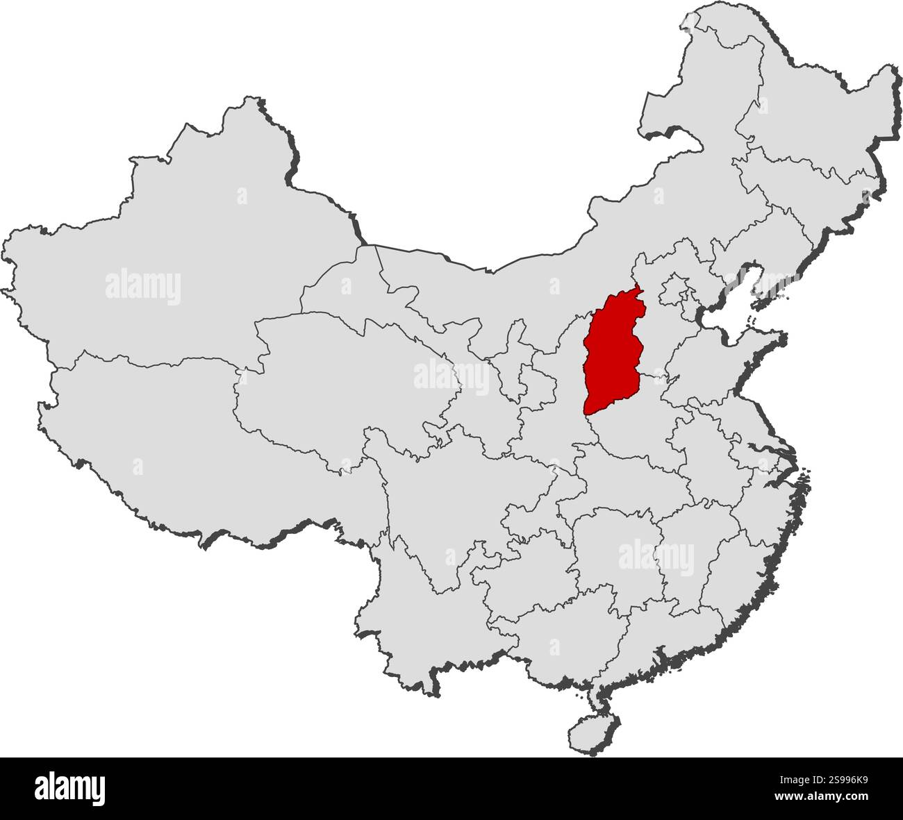 Map of China with the provinces, Shanxi is highlighted Stock Vector ...