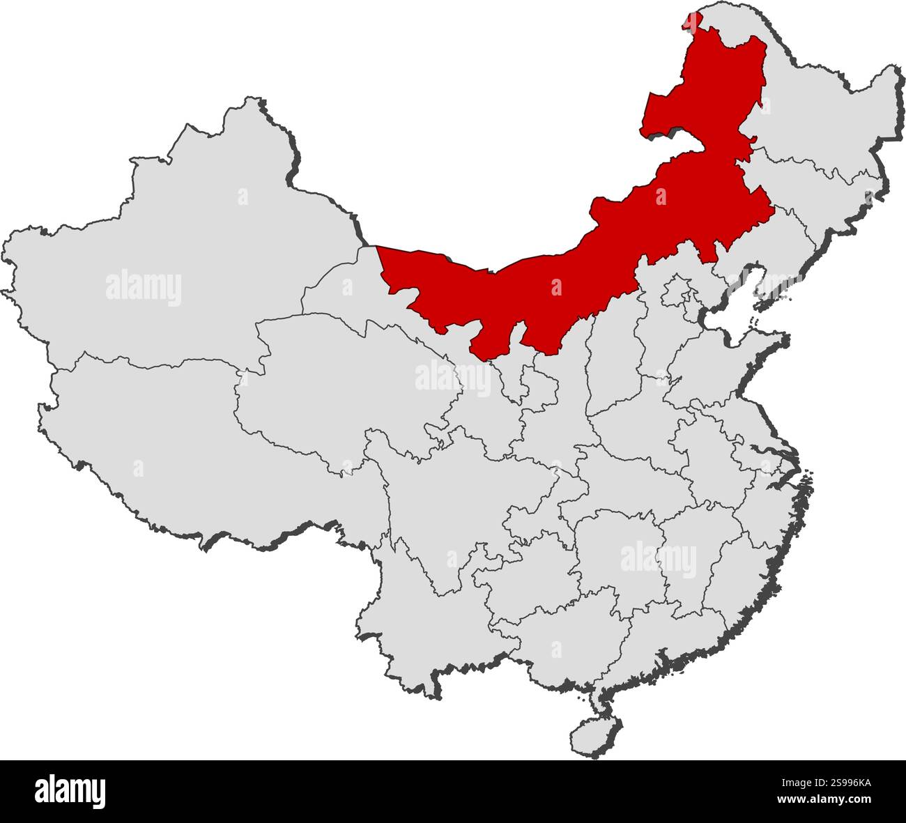 Map of China with the provinces, Inner Mongolia is highlighted Stock Vector Image & Art - Alamy