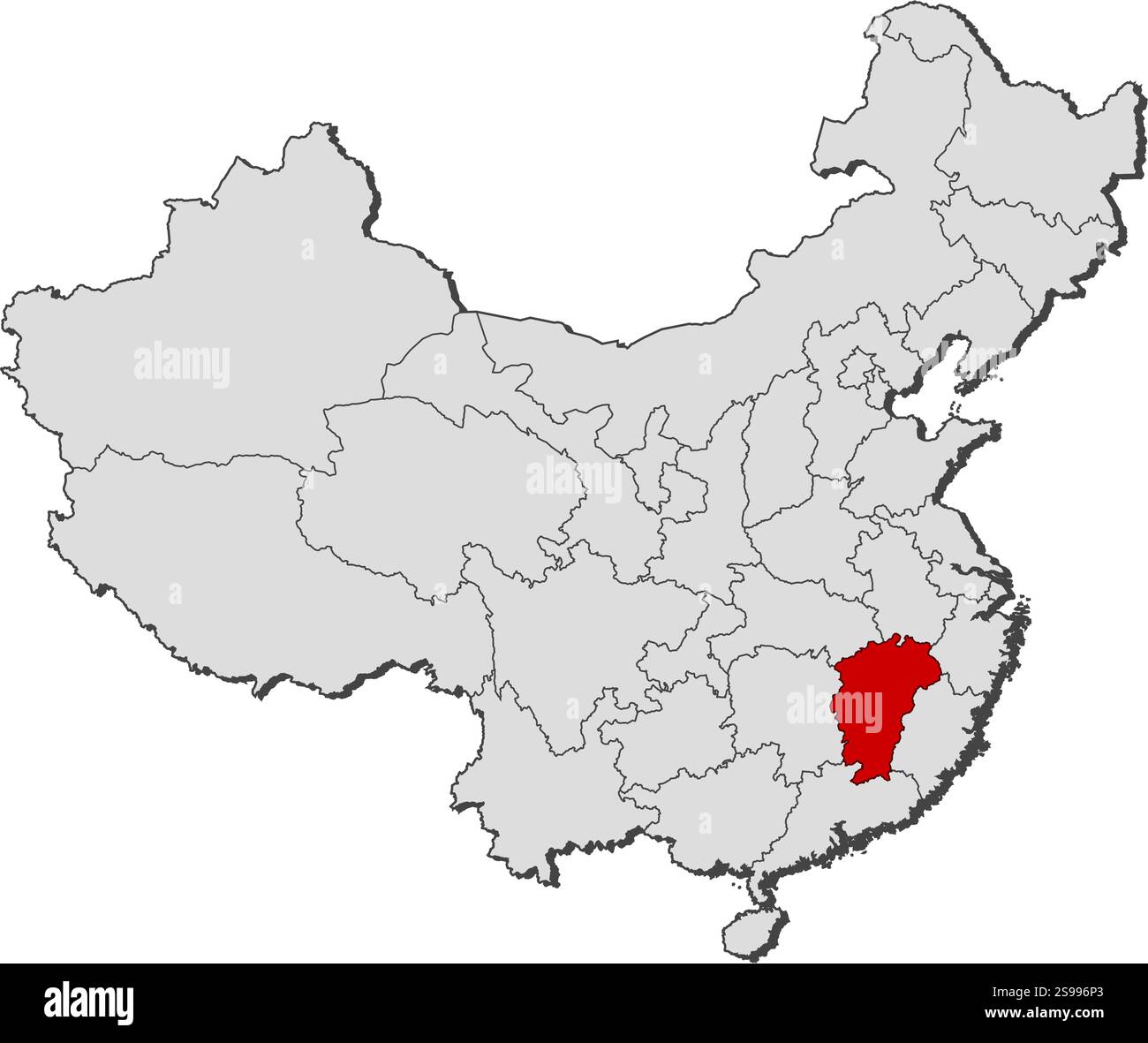 Map of China with the provinces, Jiangxi is highlighted Stock Vector ...