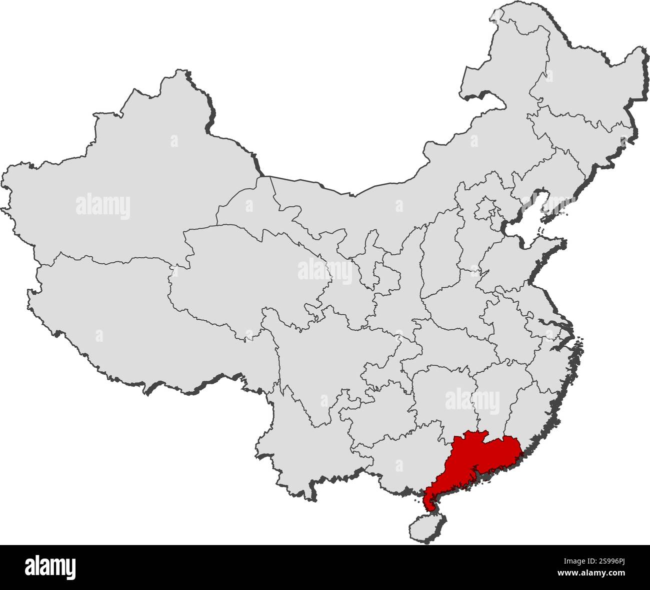 Map of China with the provinces, Guangdong is highlighted Stock Vector ...