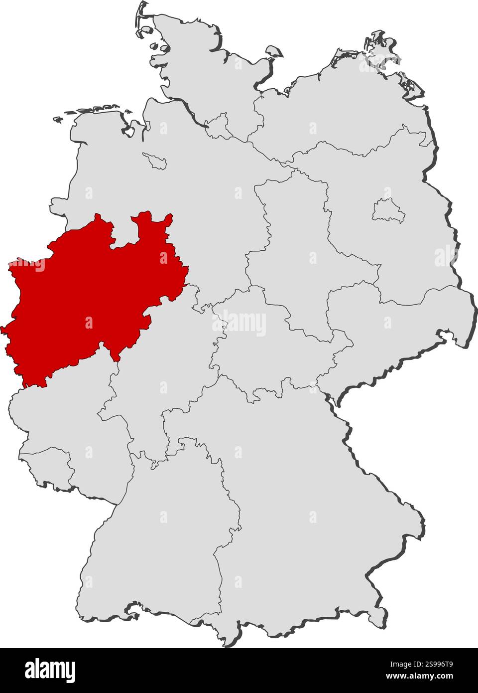 Map of Germany with the provinces, North Rhine-Westphalia is ...