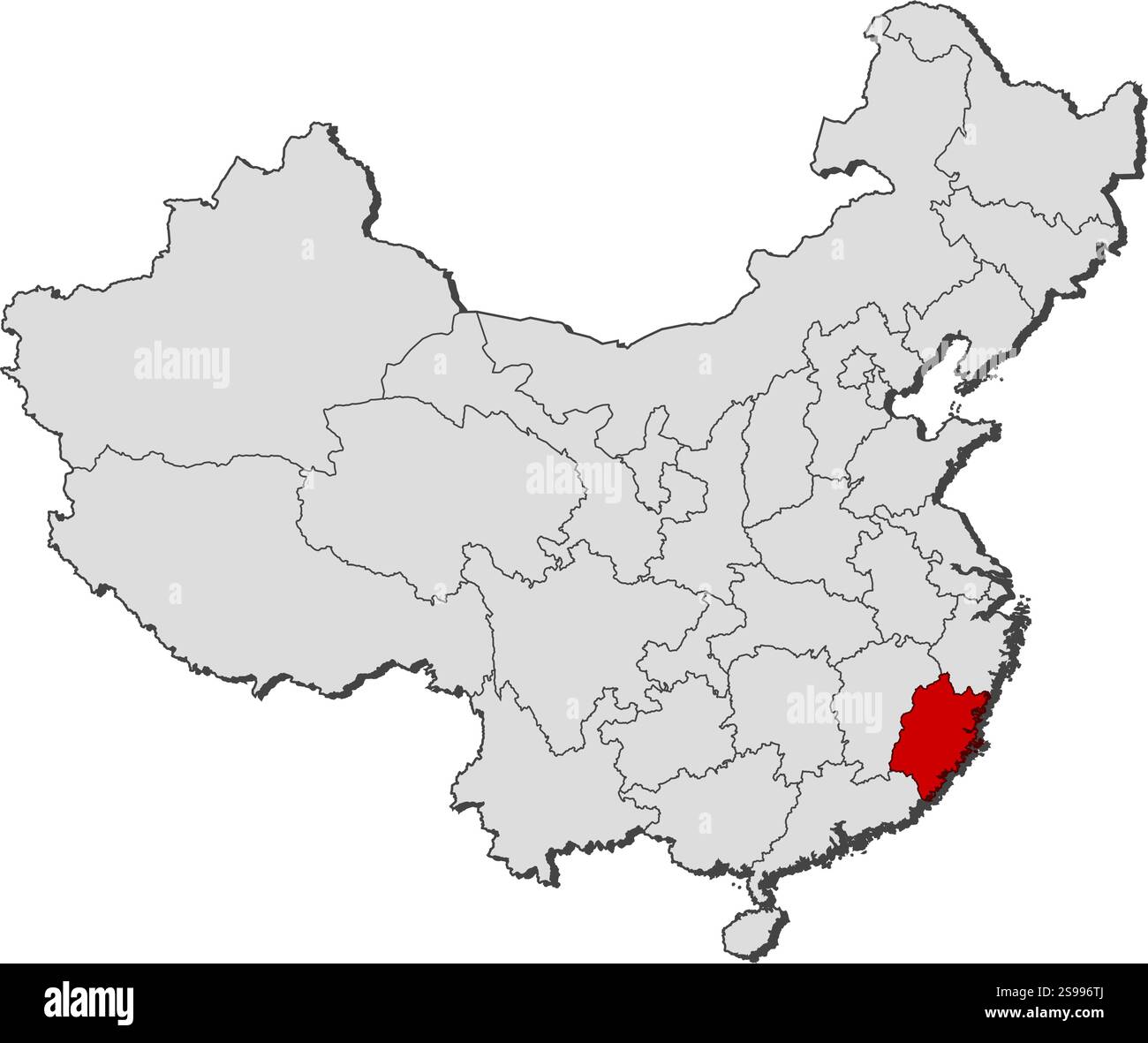 Map of China with the provinces, Fujian is highlighted Stock Vector ...