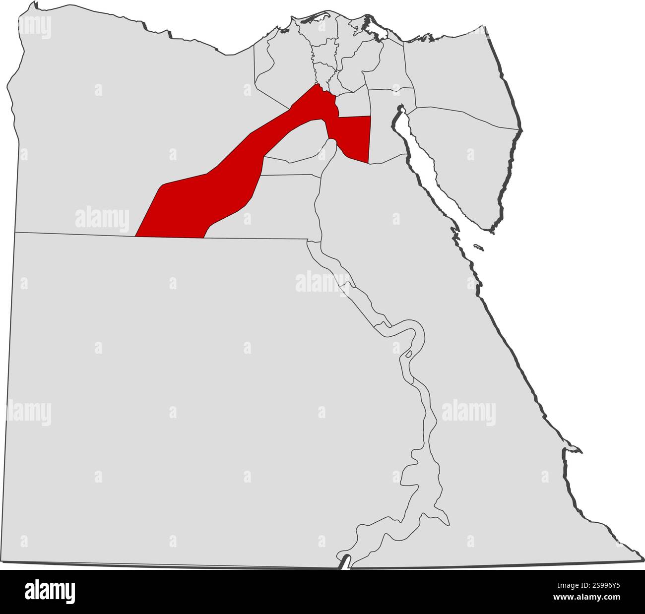 Map of Egypt with the provinces, Giza is highlighted Stock Vector Image ...
