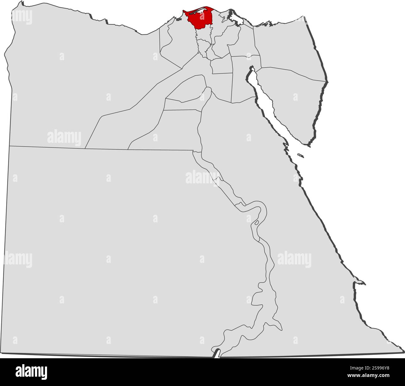 Map of Egypt with the provinces, Kafr el-Sheikh is highlighted Stock ...