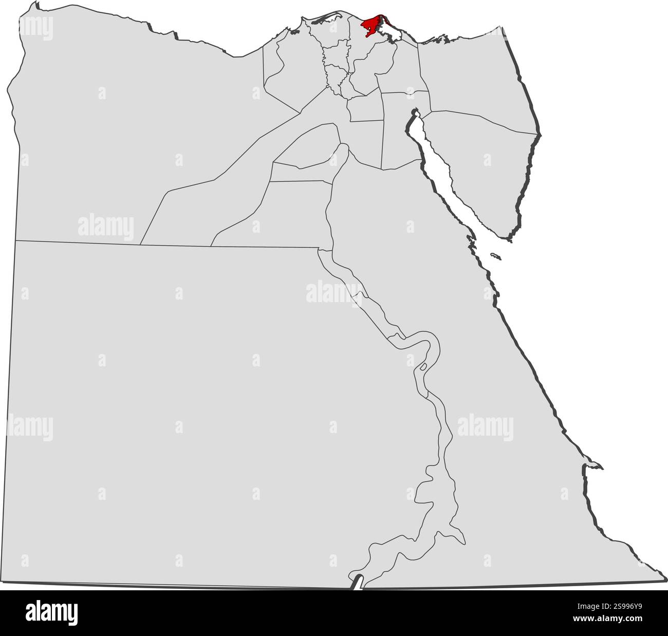 Map of Egypt with the provinces, Damietta is highlighted Stock Vector ...