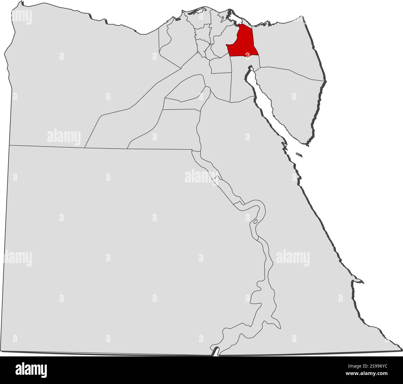 Map of Egypt with the provinces, Ismailia is highlighted Stock Vector ...