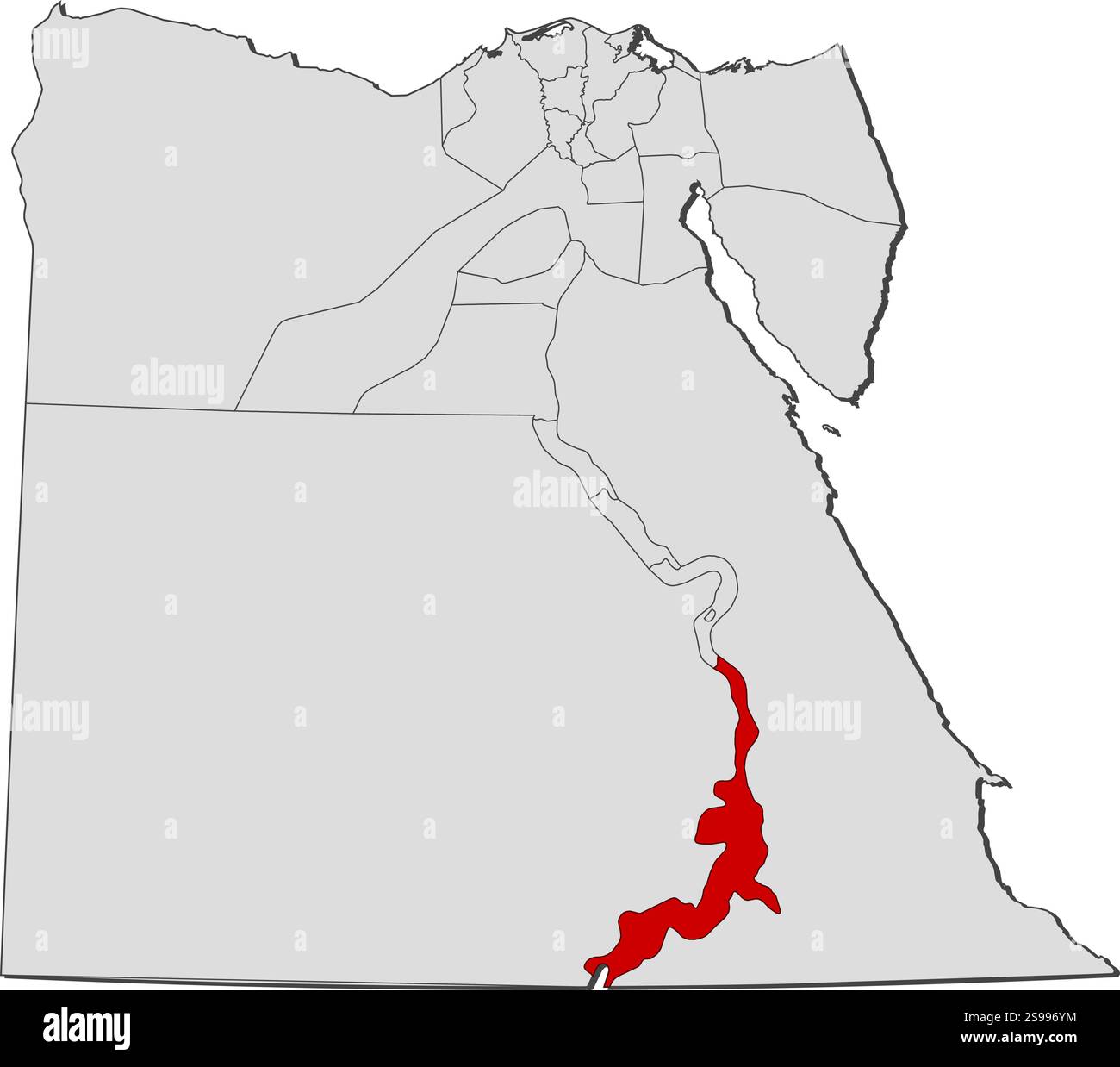 Map of Egypt with the provinces, Aswan is highlighted Stock Vector ...