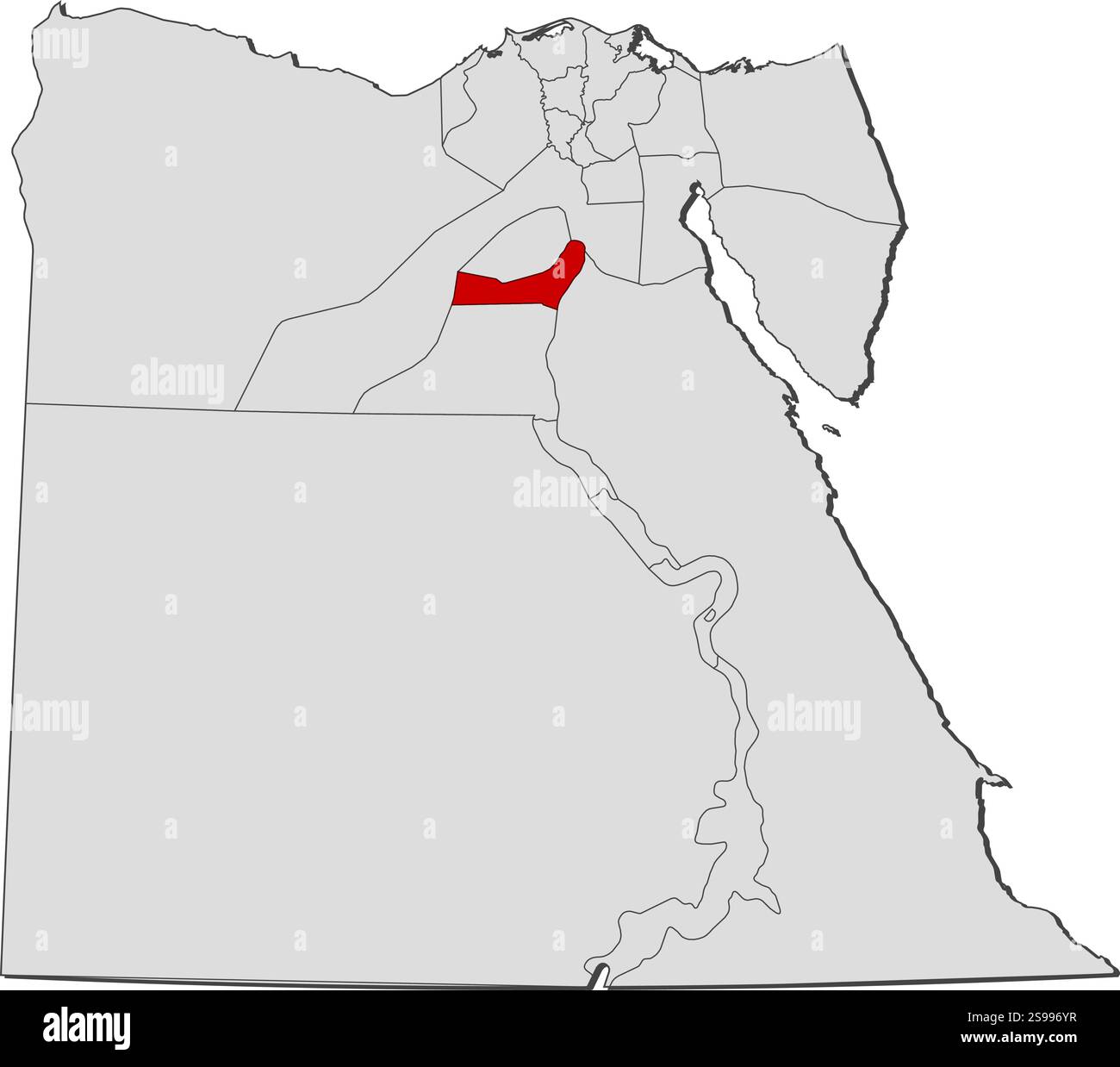 Map of Egypt with the provinces, Beni Suef is highlighted Stock Vector ...