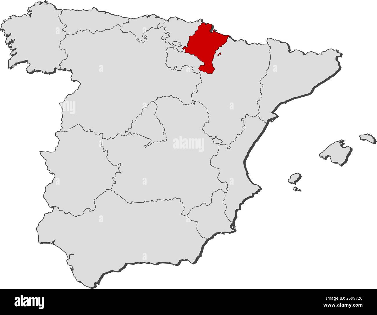 Map of Spain with the provinces, Navarre is highlighted Stock Vector ...