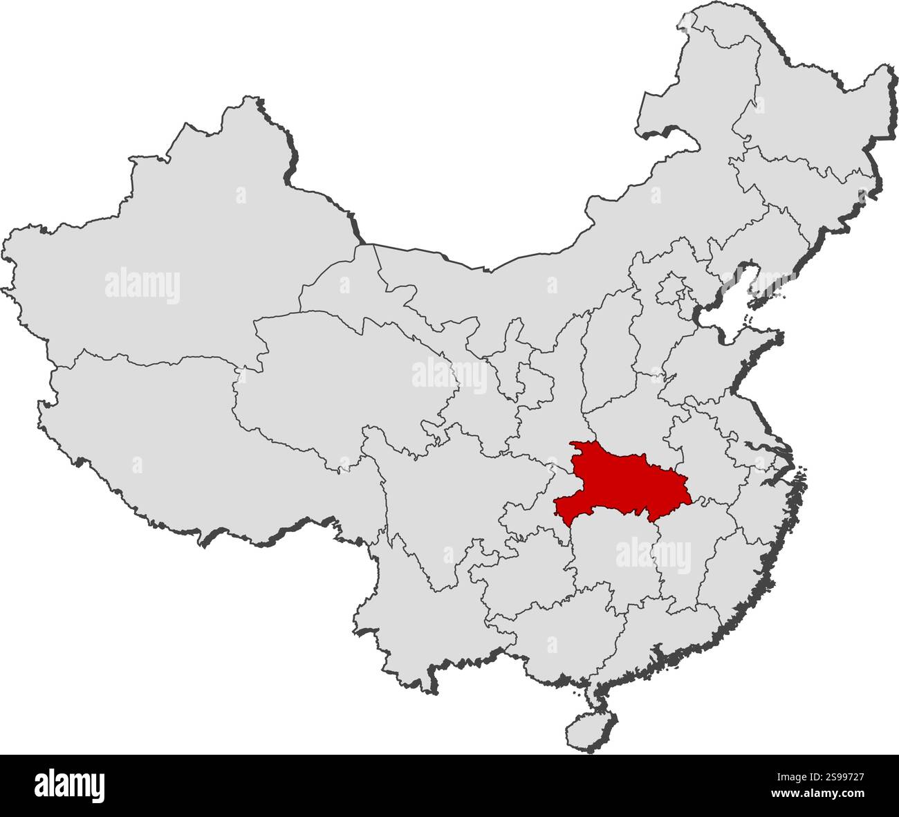 Map of China with the provinces, Hubei is highlighted Stock Vector ...