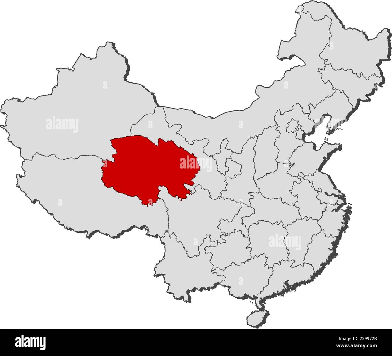 Map of China with the provinces, Qinghai is highlighted Stock Vector ...