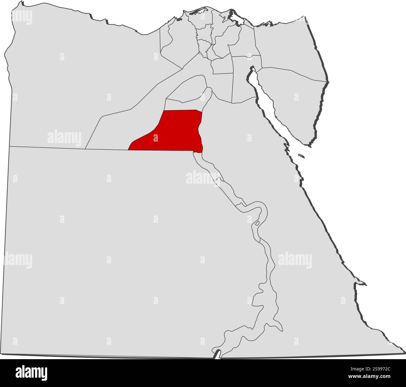 Map of Egypt with the provinces, Minya is highlighted Stock Vector ...