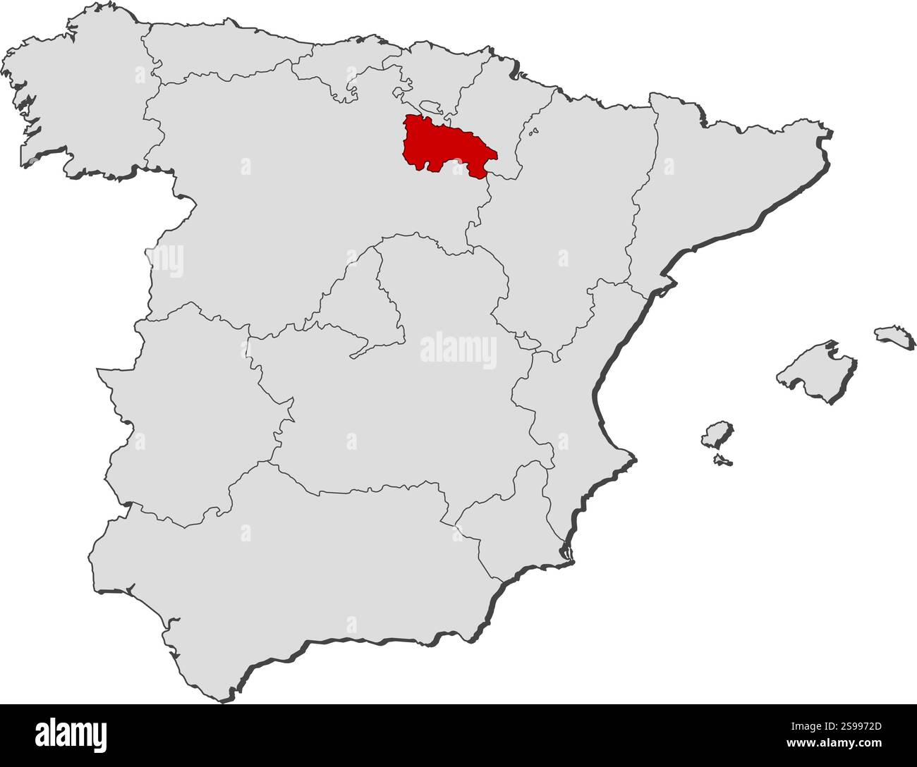 Map of Spain with the provinces, La Rioja is highlighted Stock Vector ...