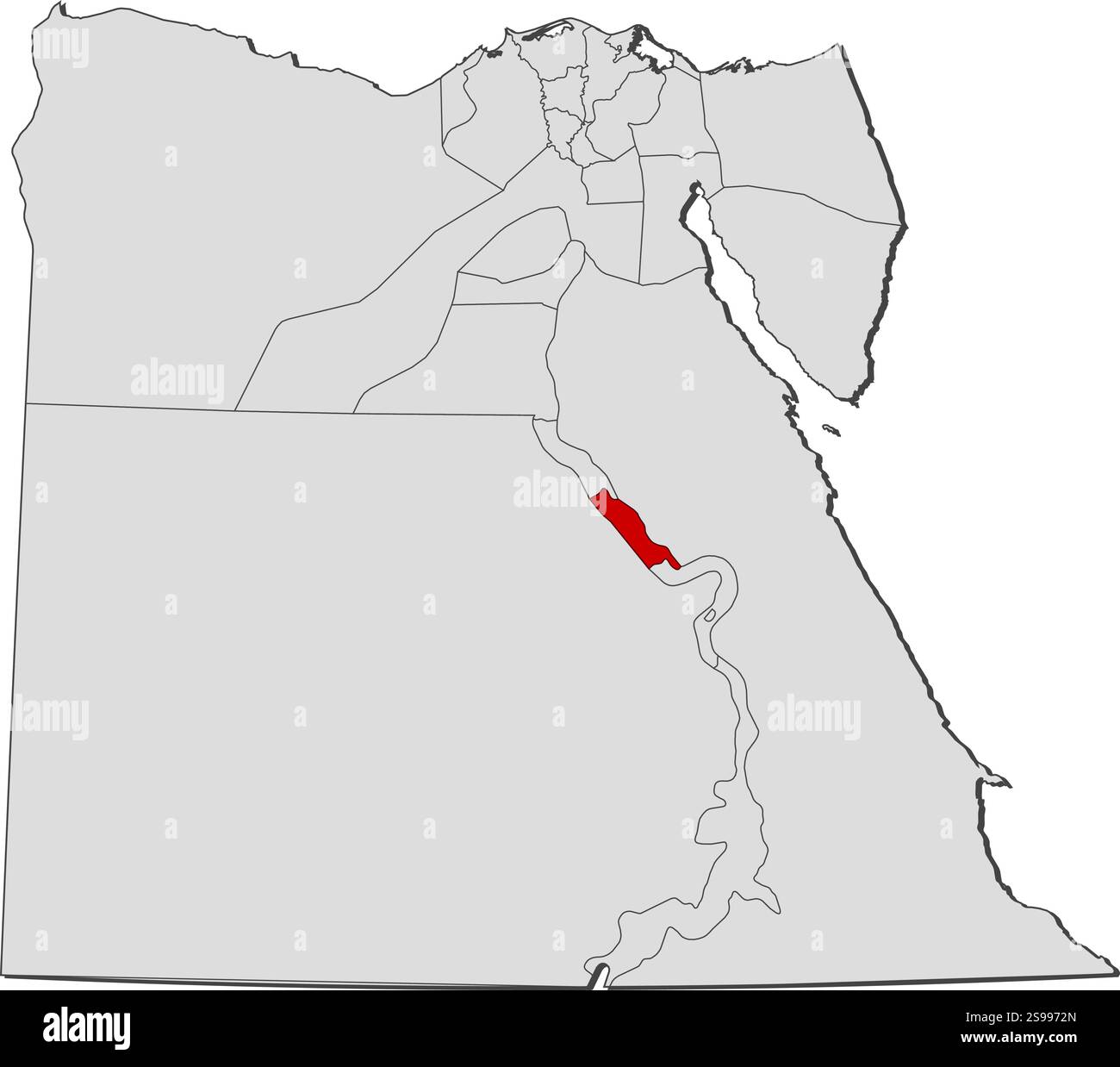 Map of Egypt with the provinces, Sohag is highlighted Stock Vector ...