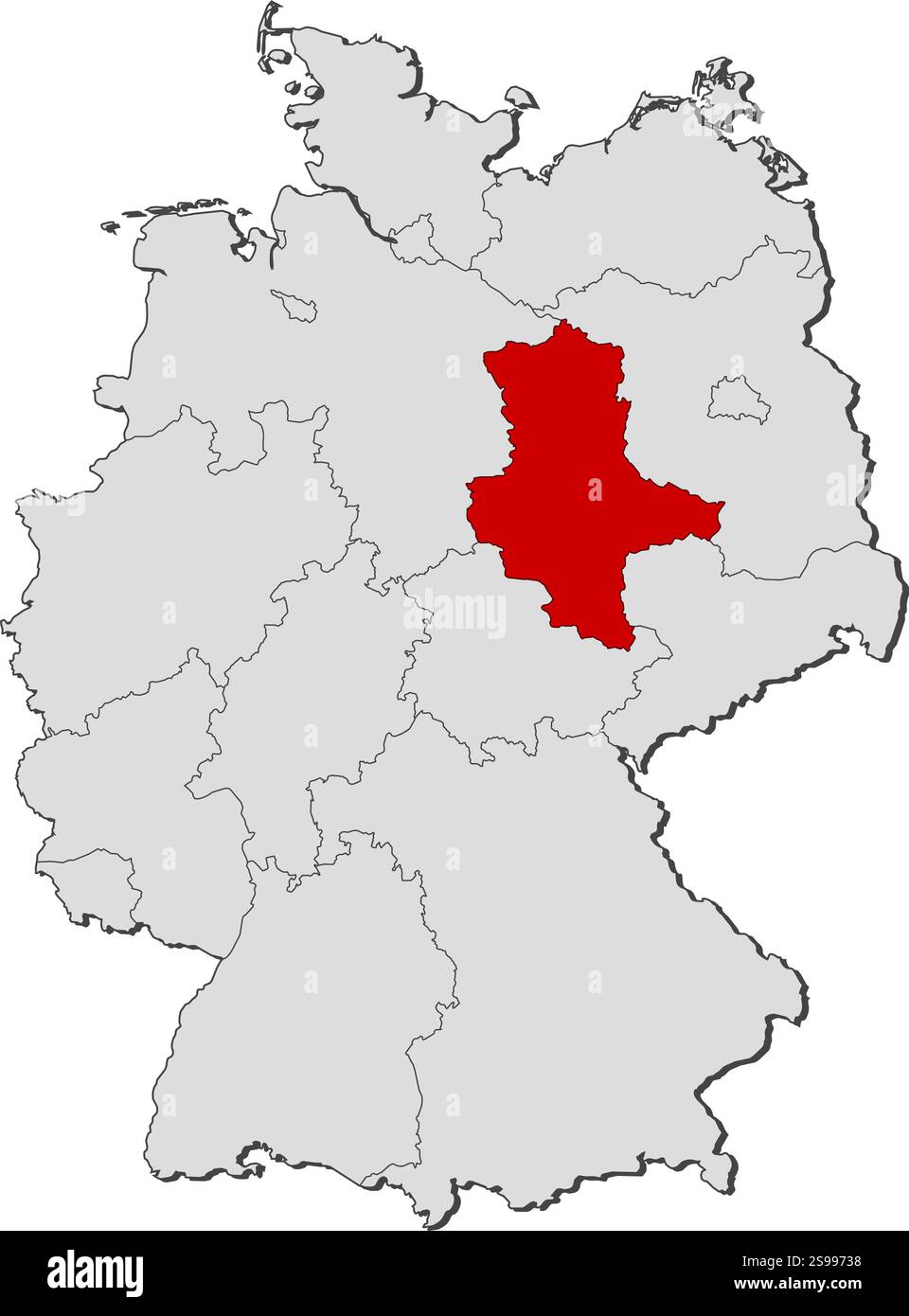 Map of Germany with the provinces, Saxony-Anhalt is highlighted Stock ...