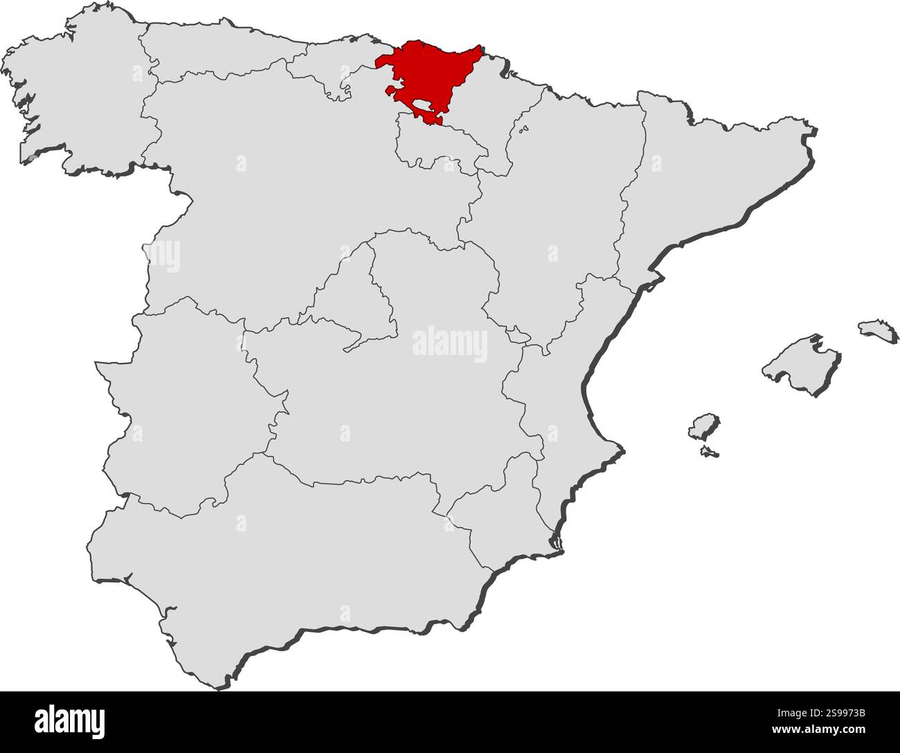 Map of Spain with the provinces, Basque Country is highlighted Stock ...