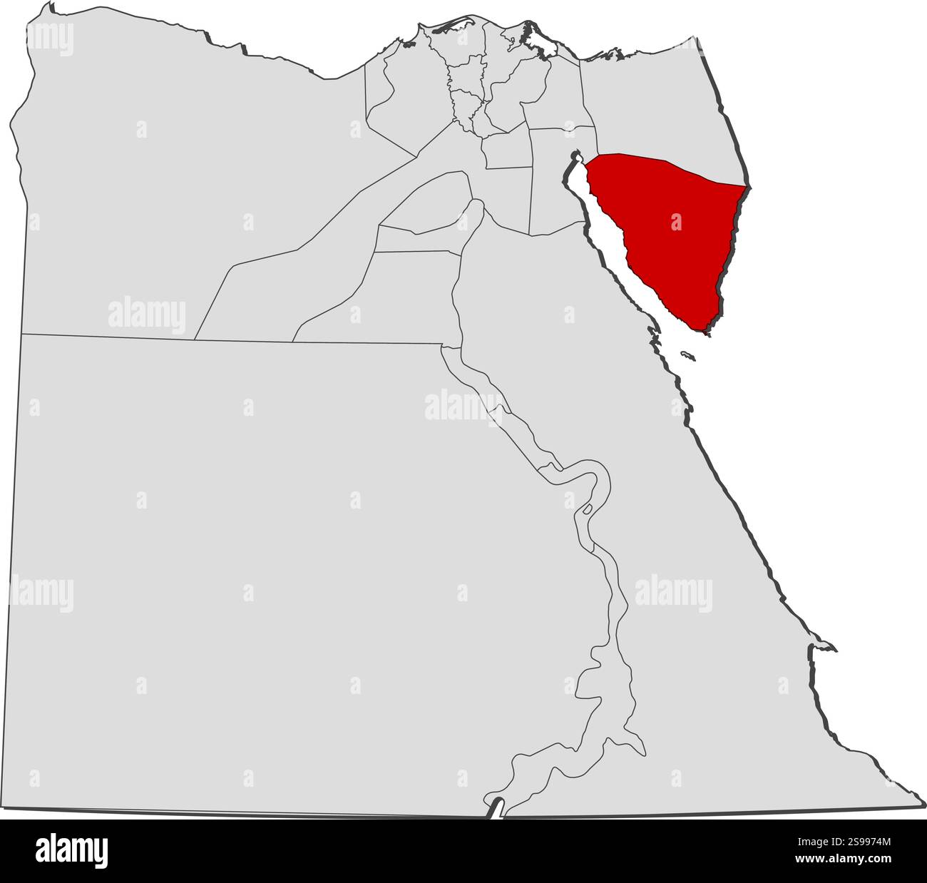 Map of Egypt with the provinces, South Sinai is highlighted Stock ...