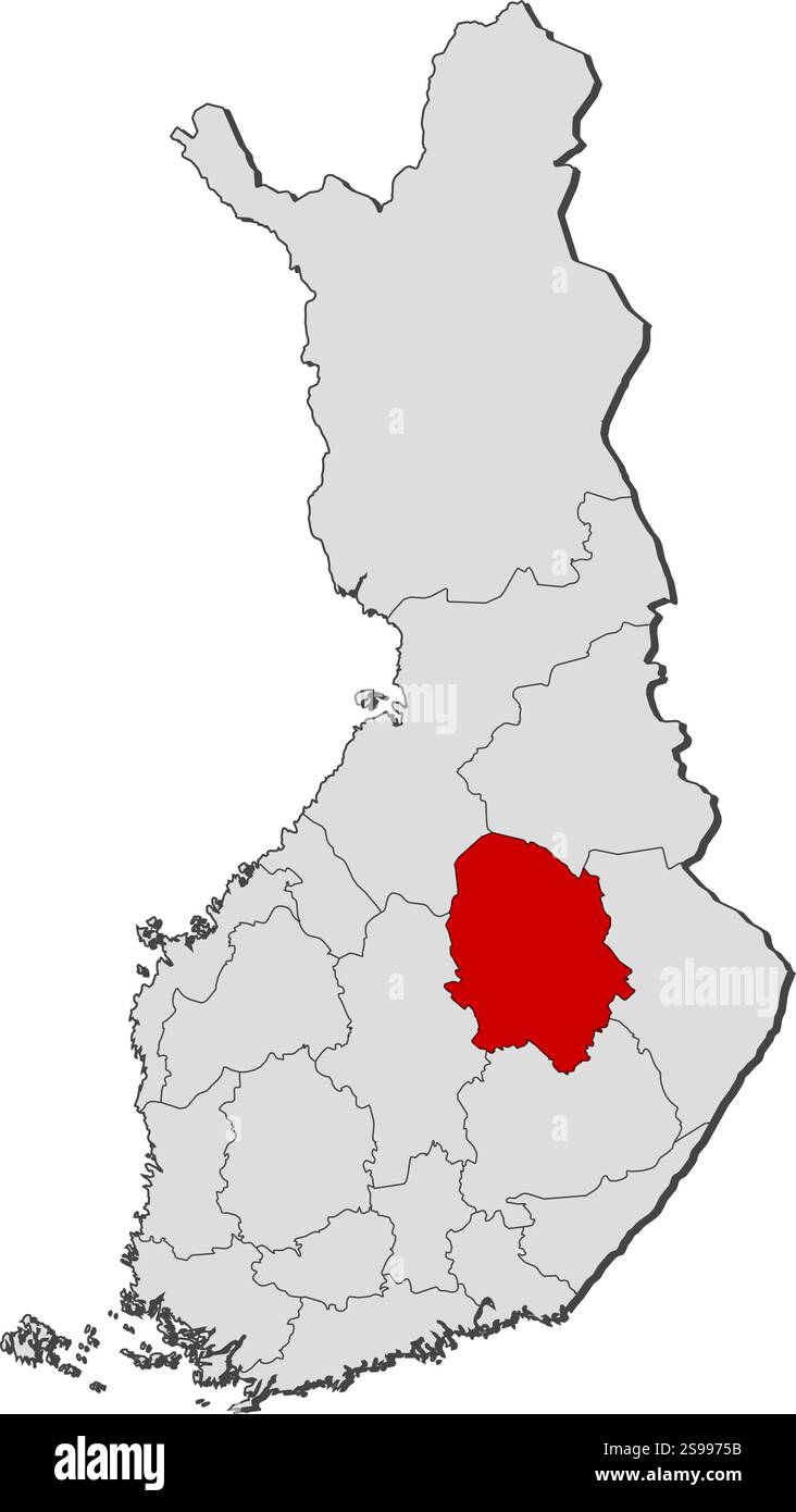 Map of Finland with the provinces, Northern Savonia is highlighted ...