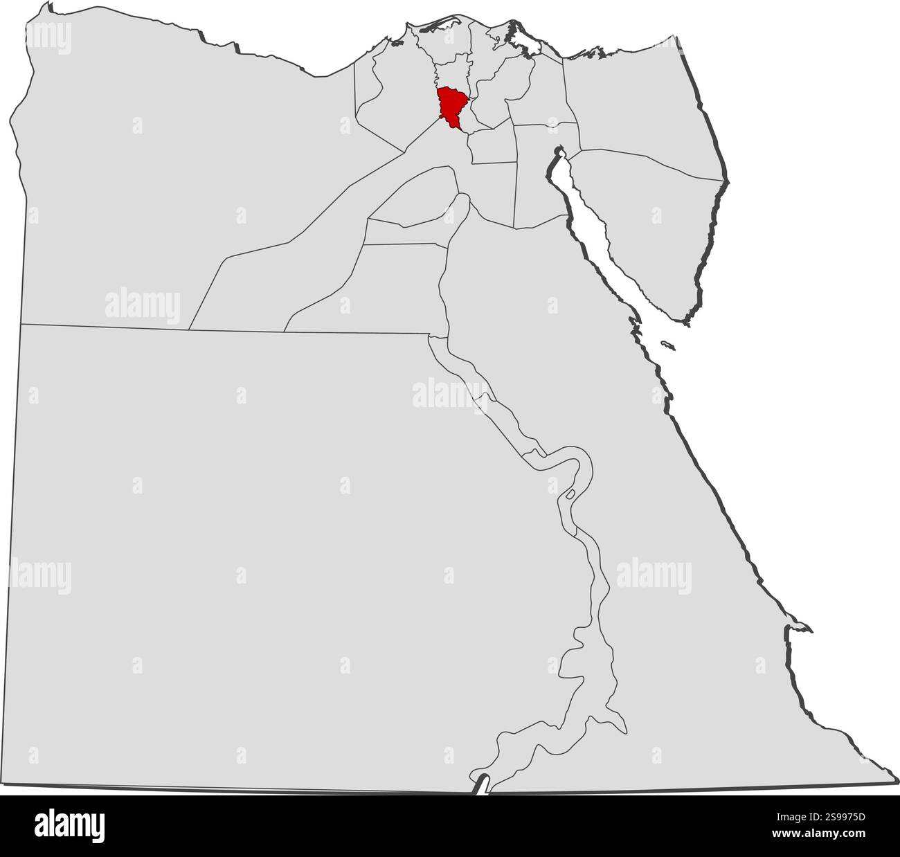 Map of Egypt with the provinces, Monufia is highlighted Stock Vector ...