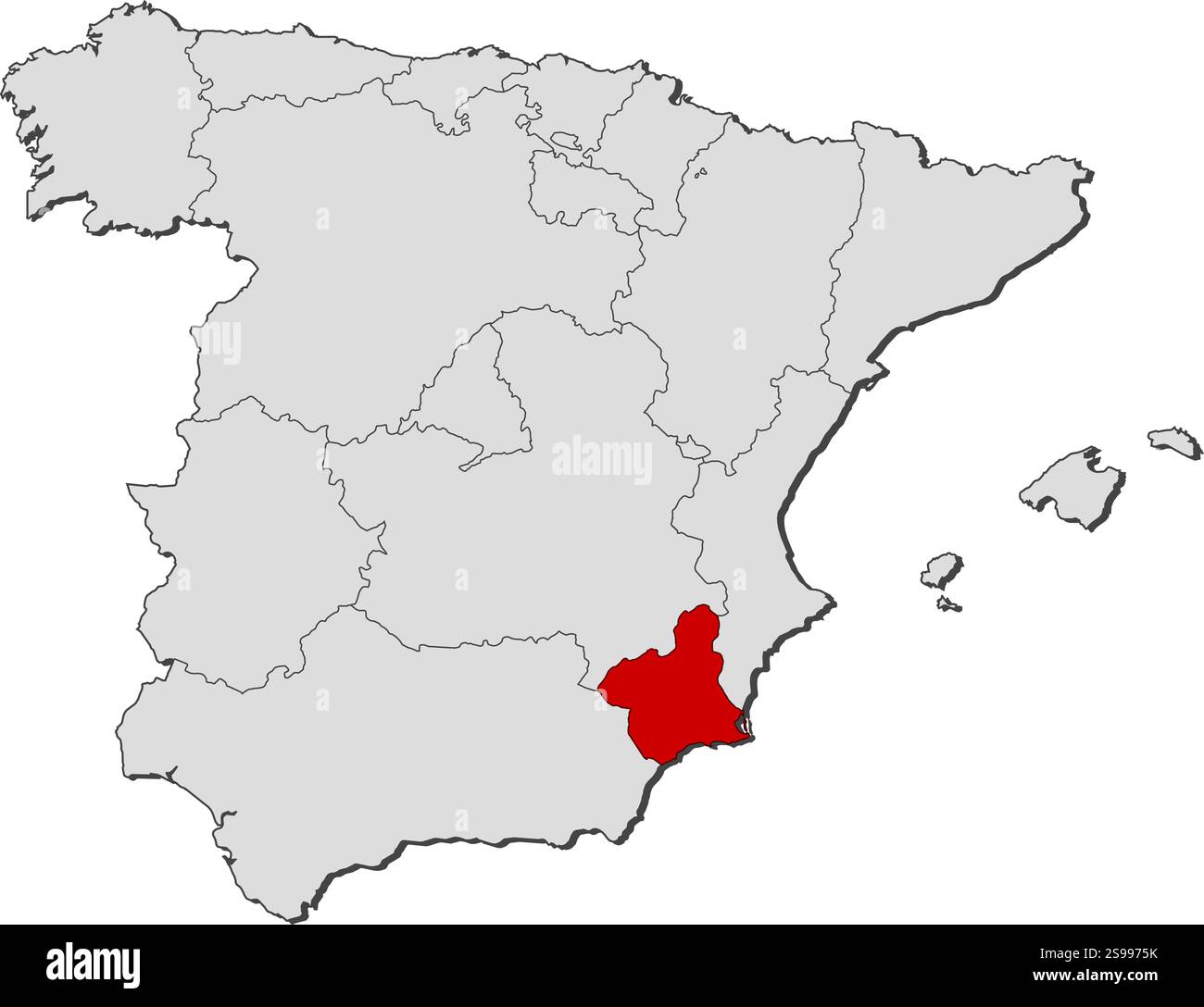 Map of Spain with the provinces, Murcia is highlighted Stock Vector ...